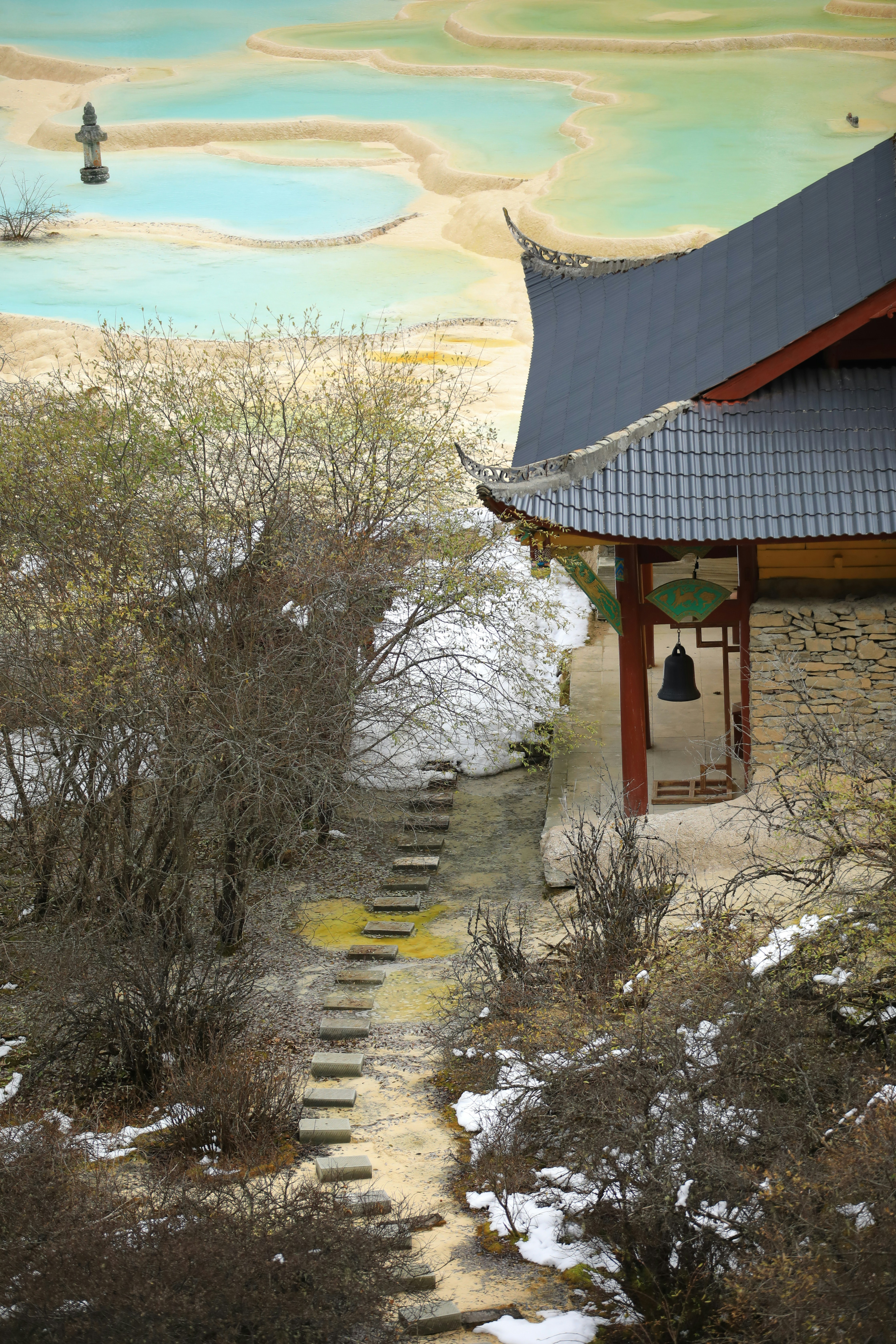 Temple Terrace: Spring Cloaked in Snow and Stone