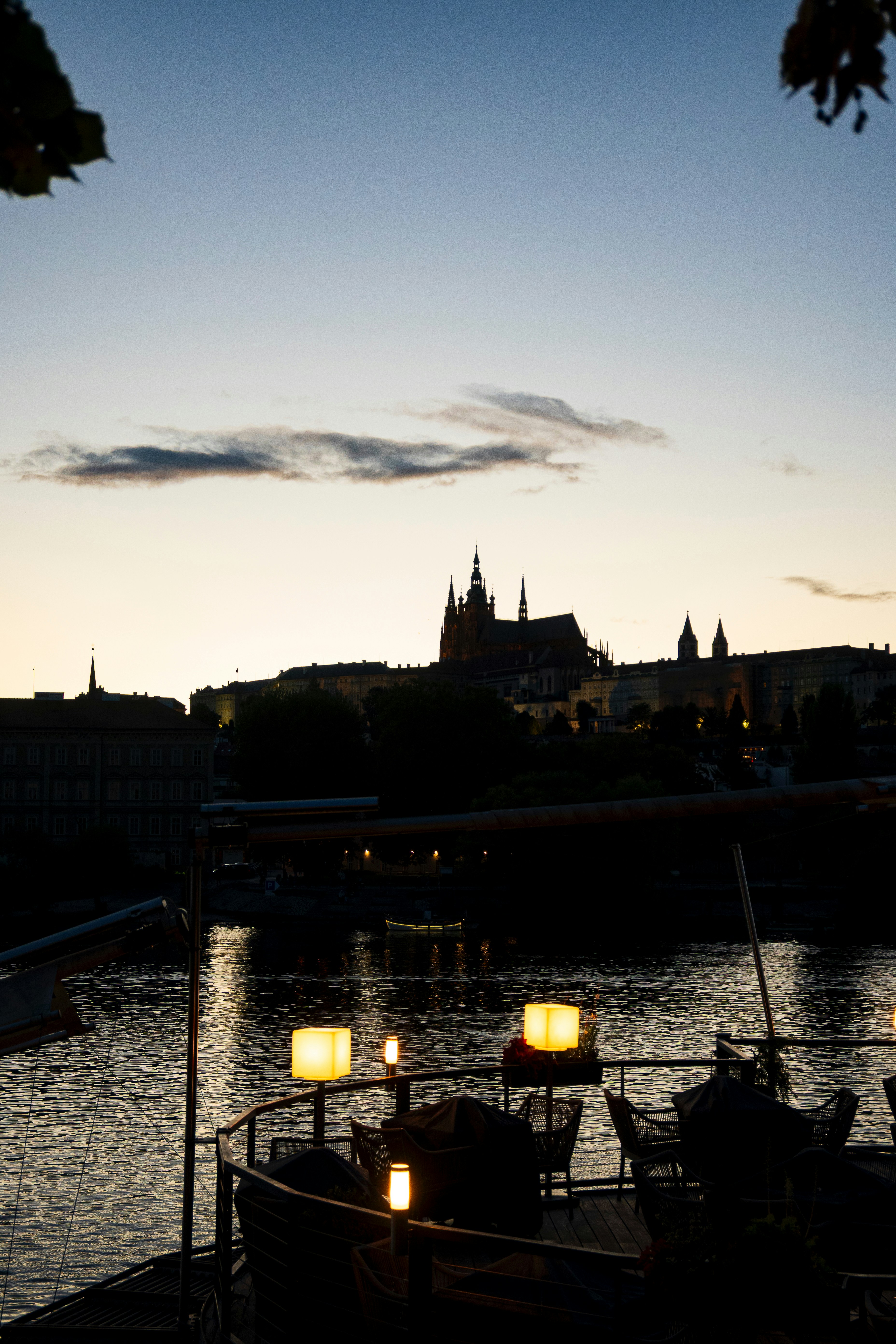 Twilight Skyline Over the River: Gondolas and Gothic Silhouette