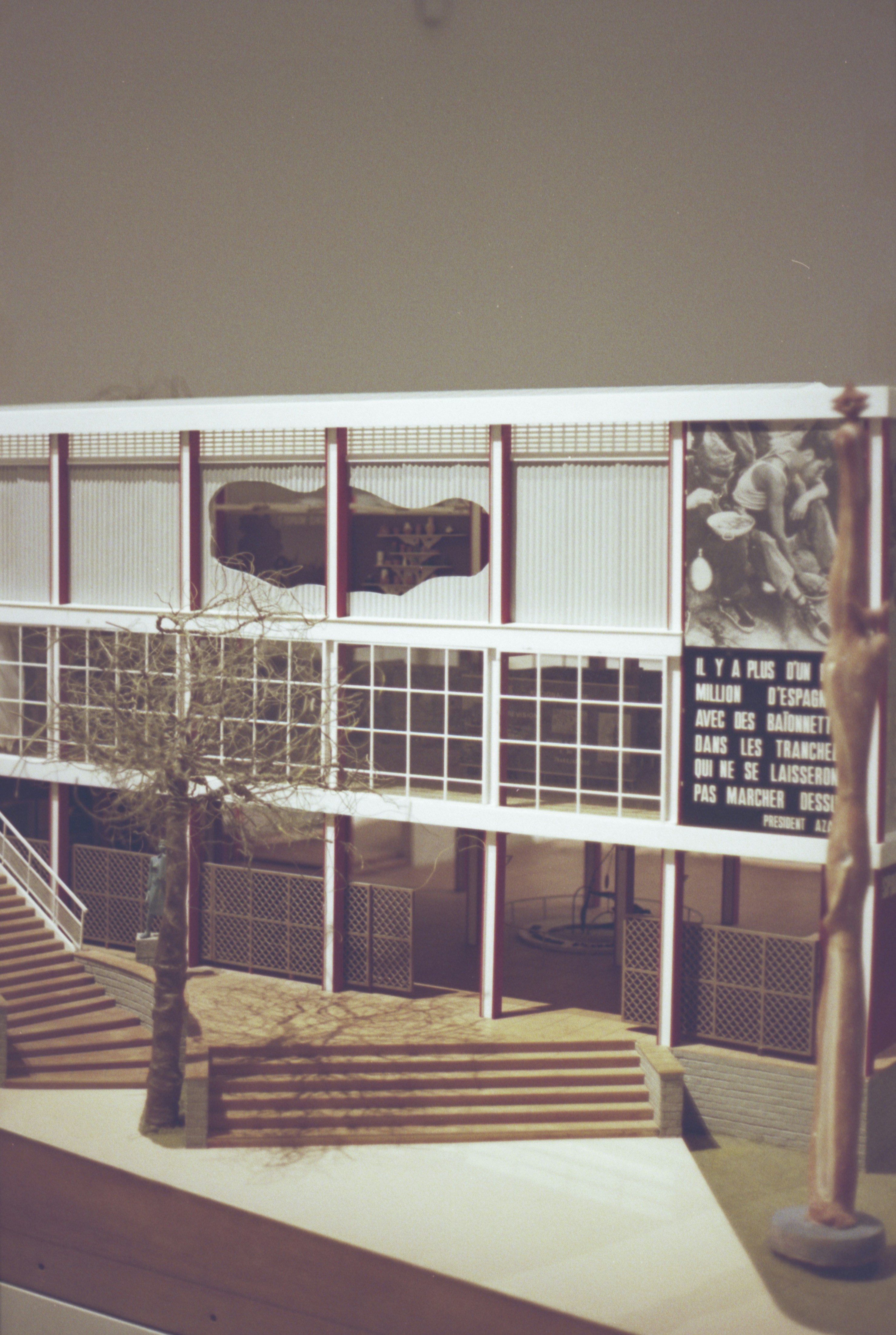 Model of a modern building with large windows