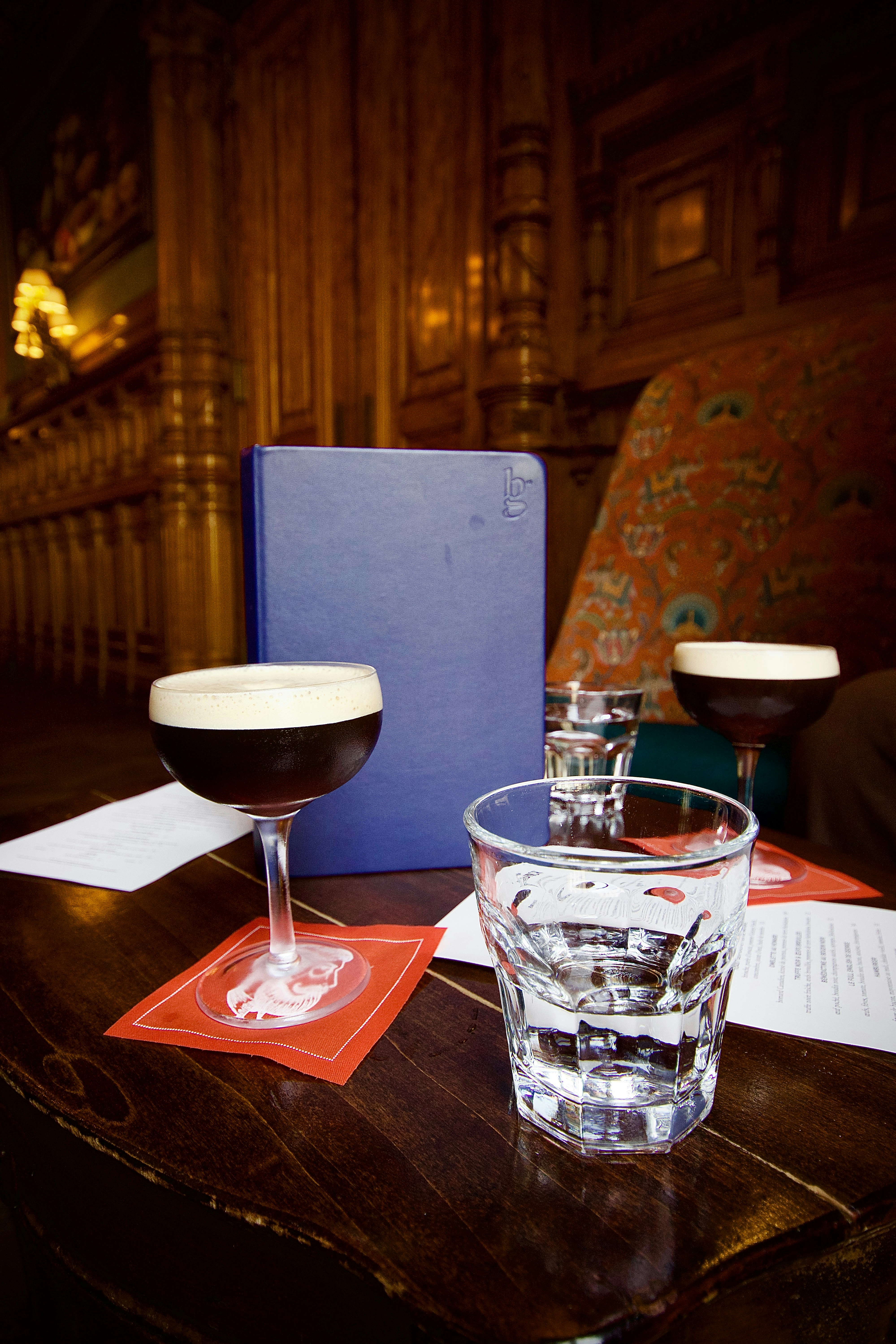 Espresso Constellation: Cocktails, Blue Menu, and Velvet Booths