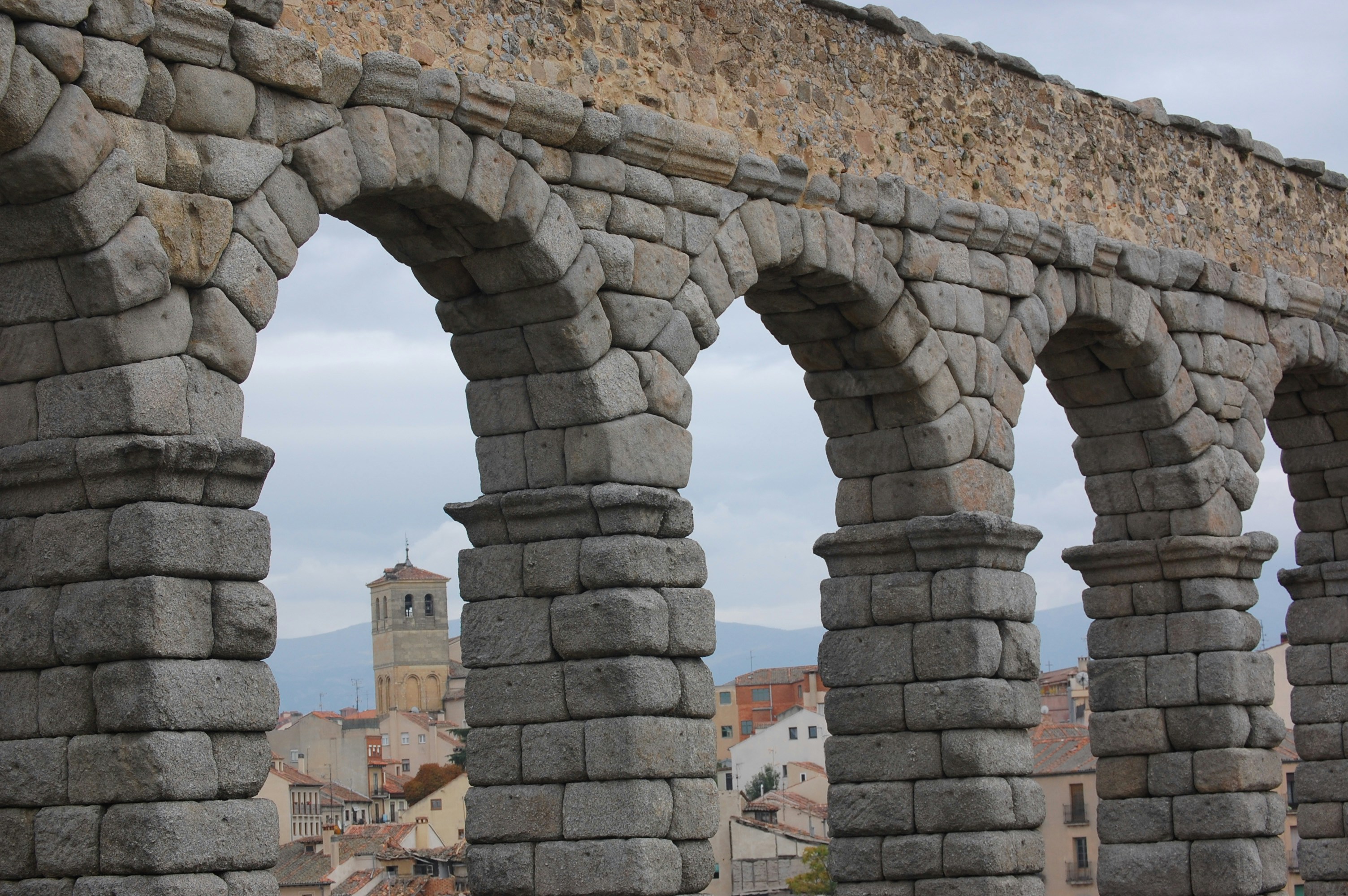 Ancient Arcades Framing a Coastal Town