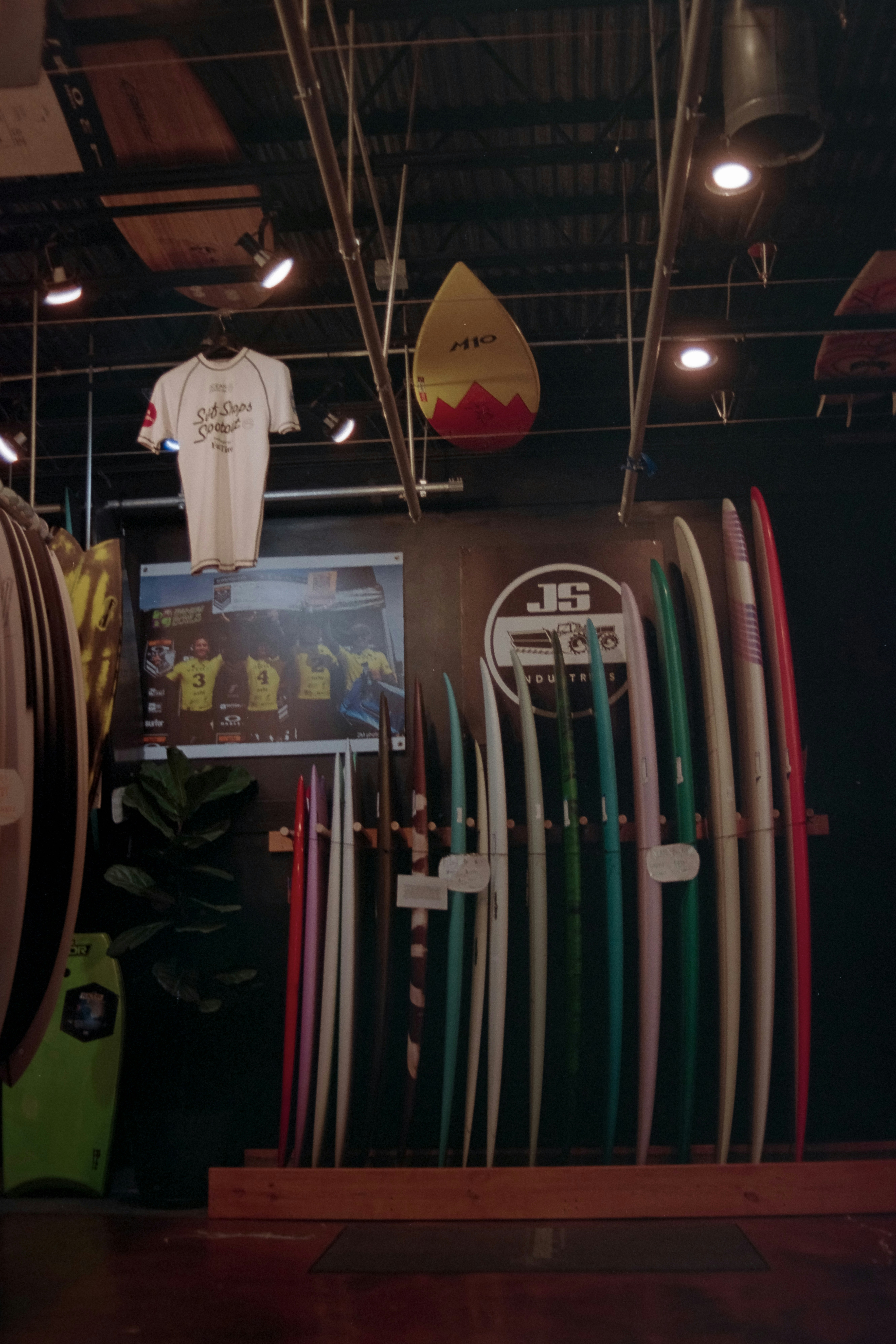 Surfer’s Wall: A Surf Shop Display of Boards and Gear