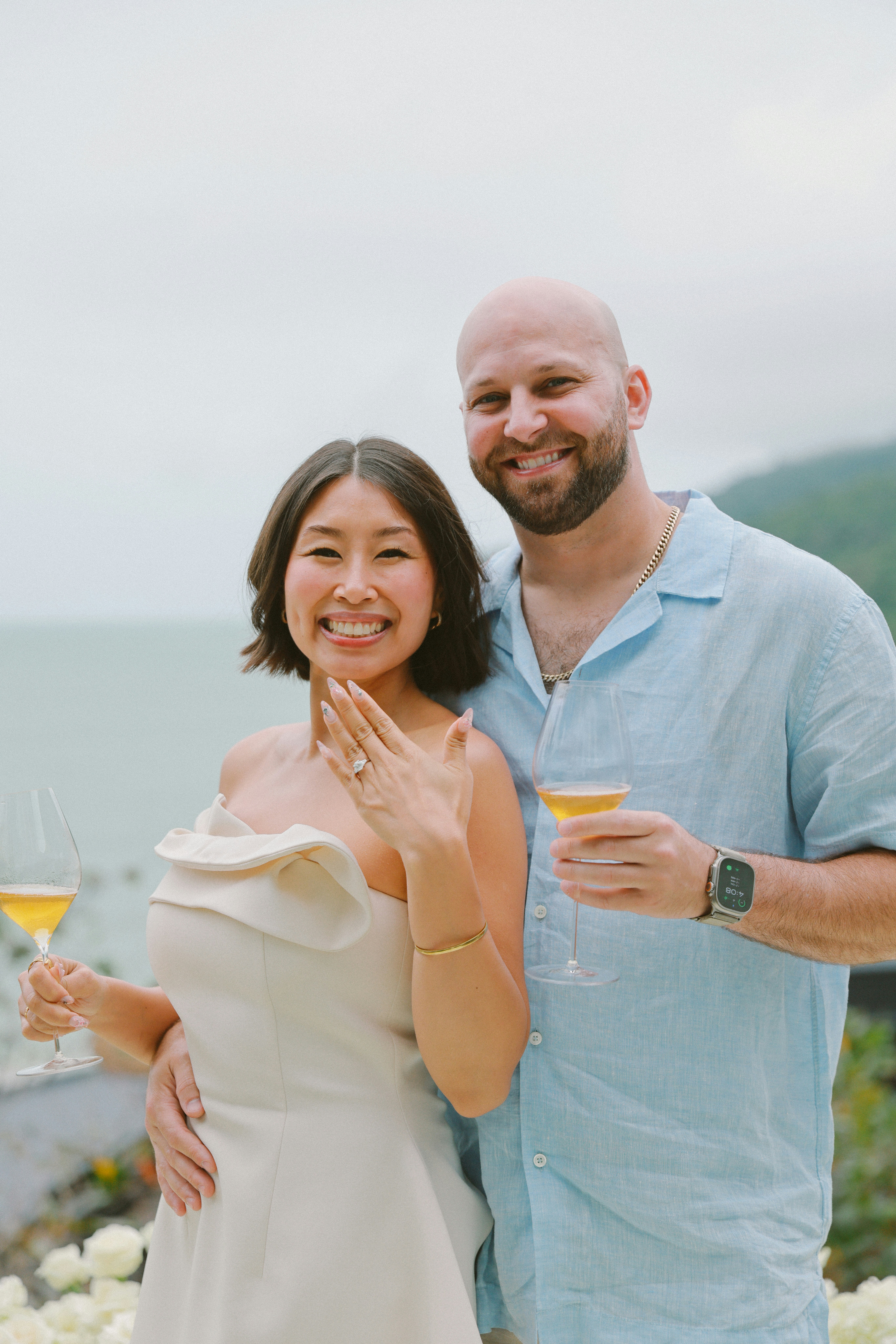 Sunset Toast: A Cheerful Moment by the Sea
