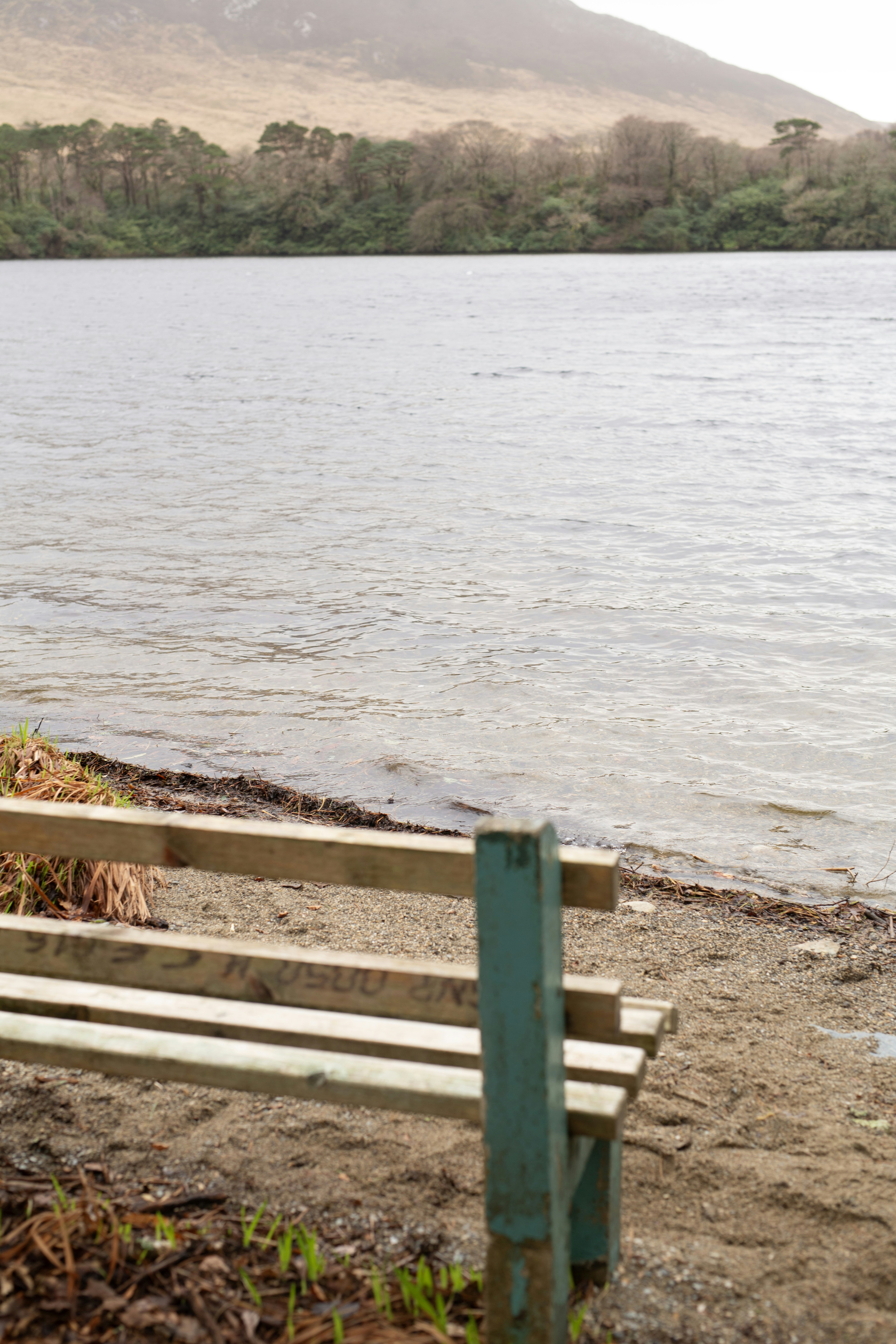 Lonely Bench by the Shore: Quiet Dawn by the Lake