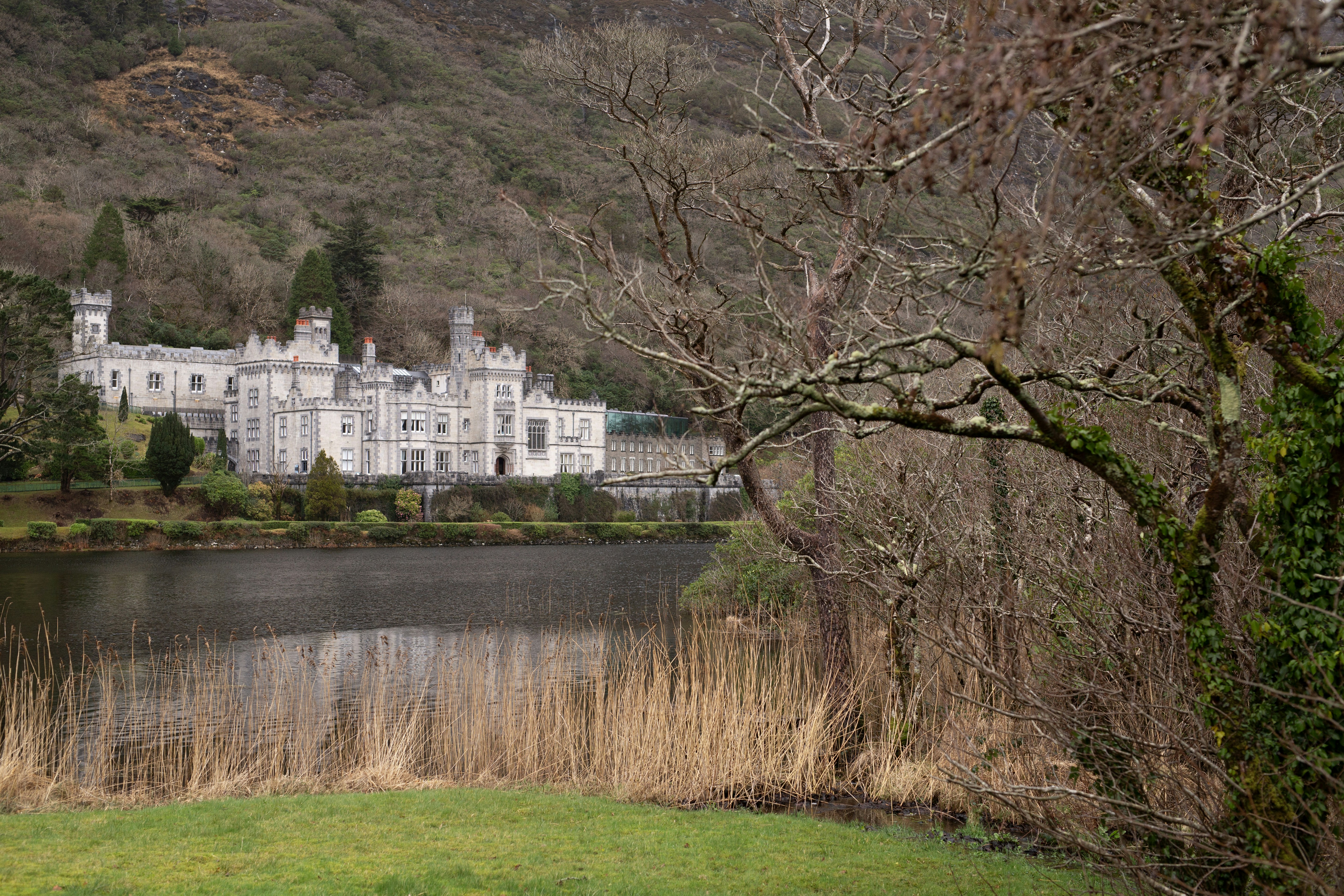 Castle by the Lake: A Quiet Terrace Towards the Monochrome Hills