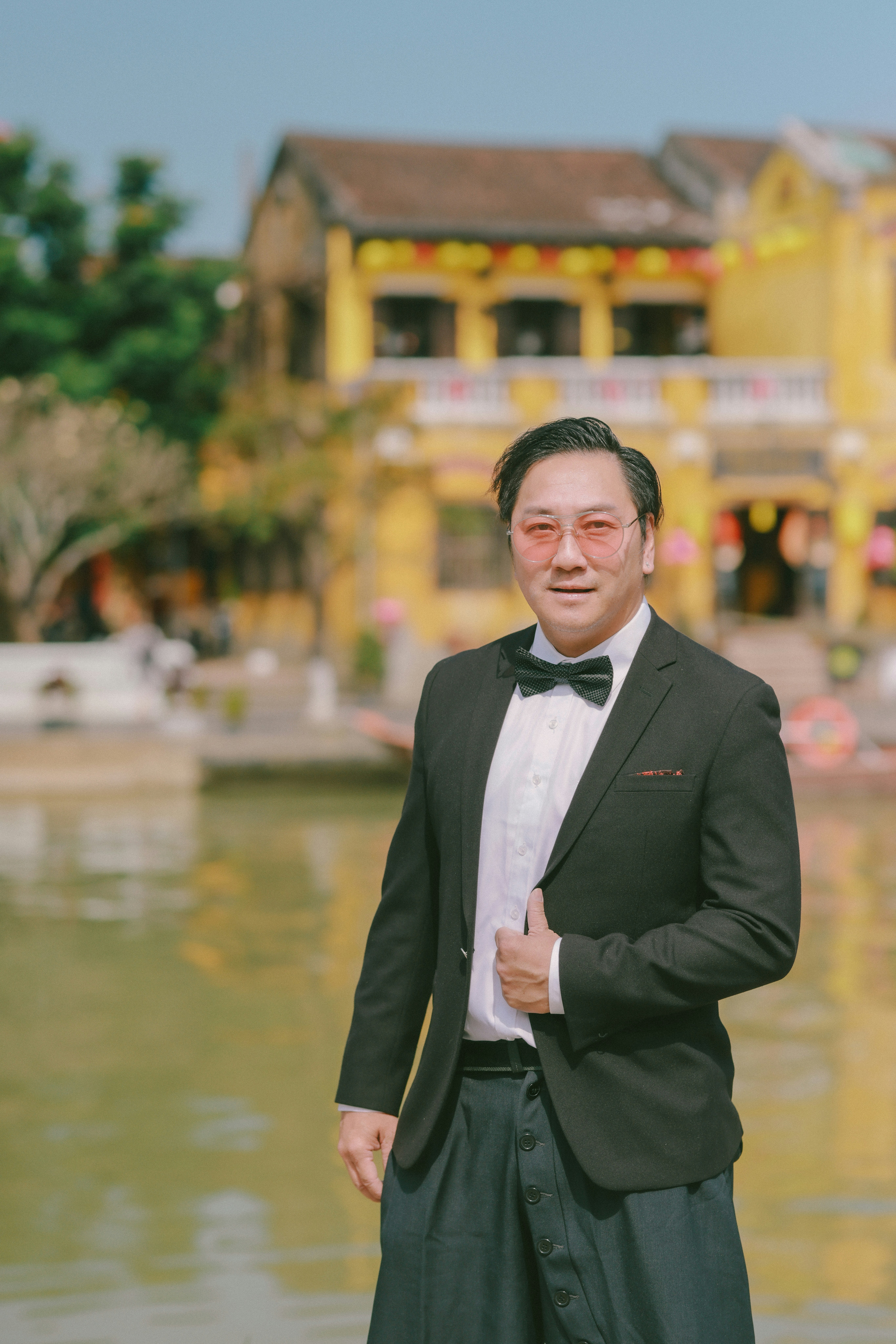 A Dapper Moment in Golden Courtyard