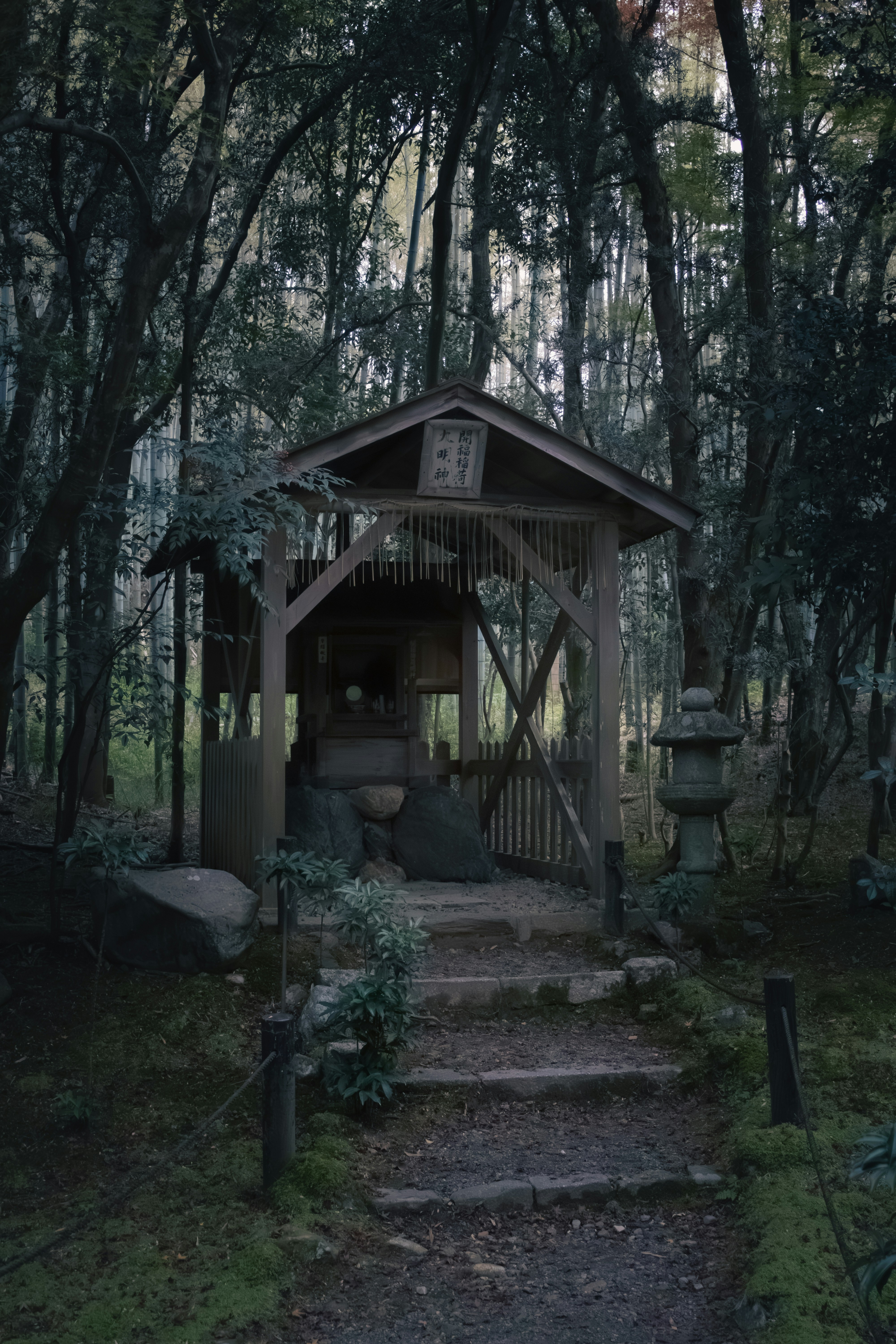 Mystic Shrine in a Moonlit Grove