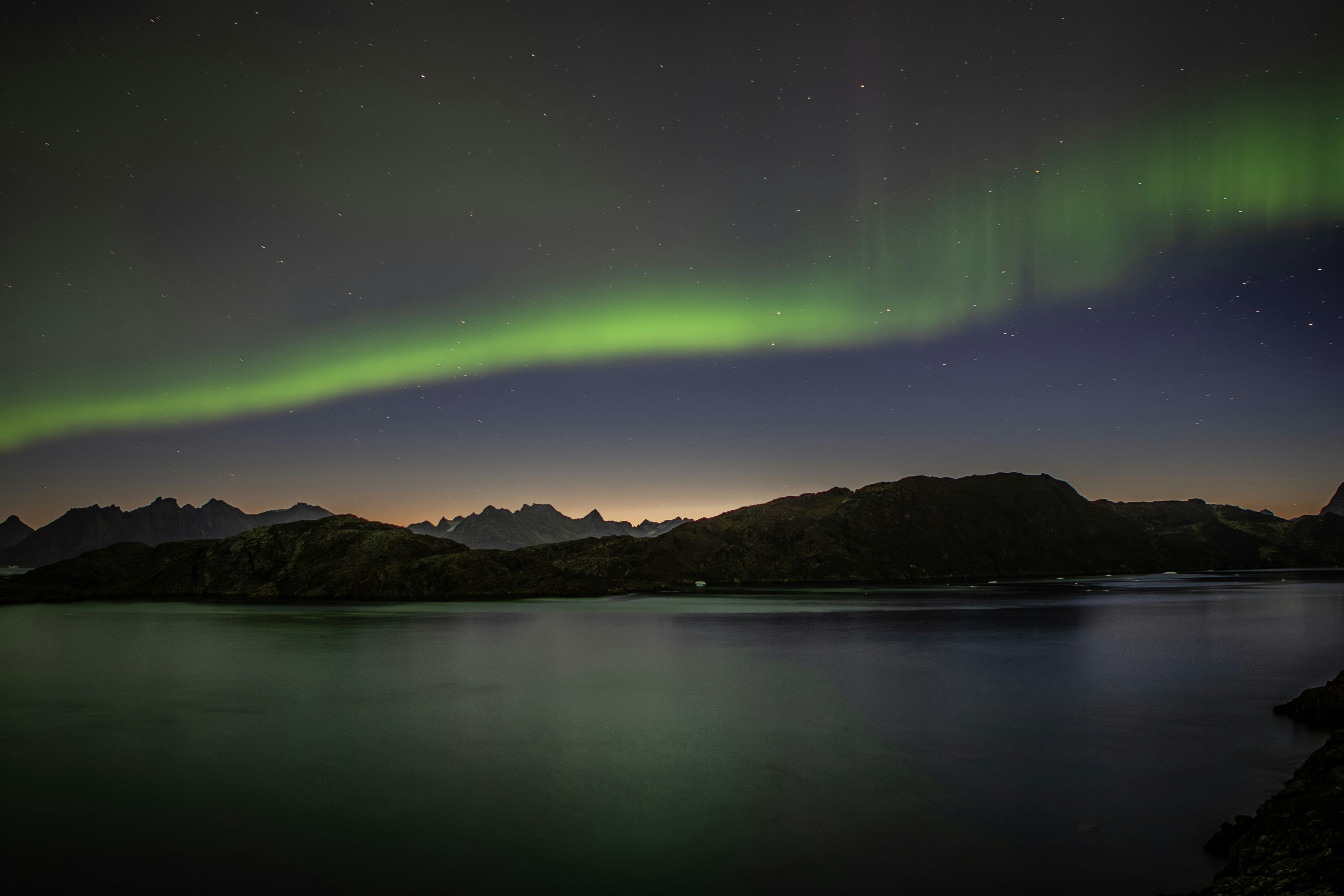 Ammassalik Fjord and the Northern Lights in East Greenland