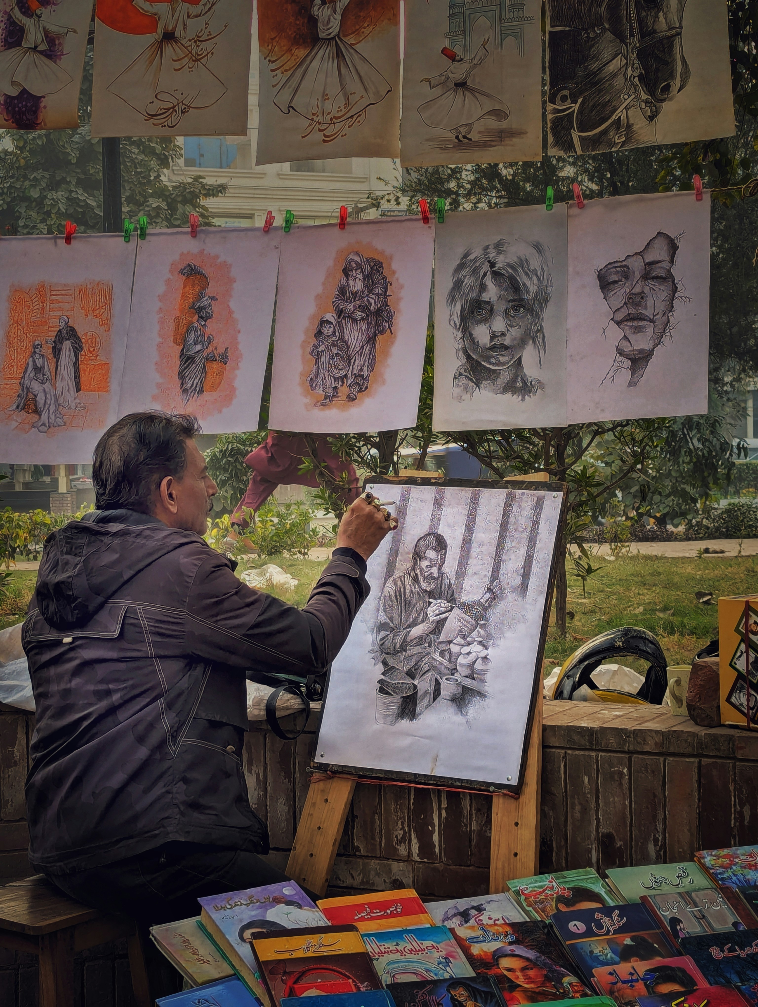 The Sketchboard Studio: An Artist in Profile at a Busy Outdoor Market