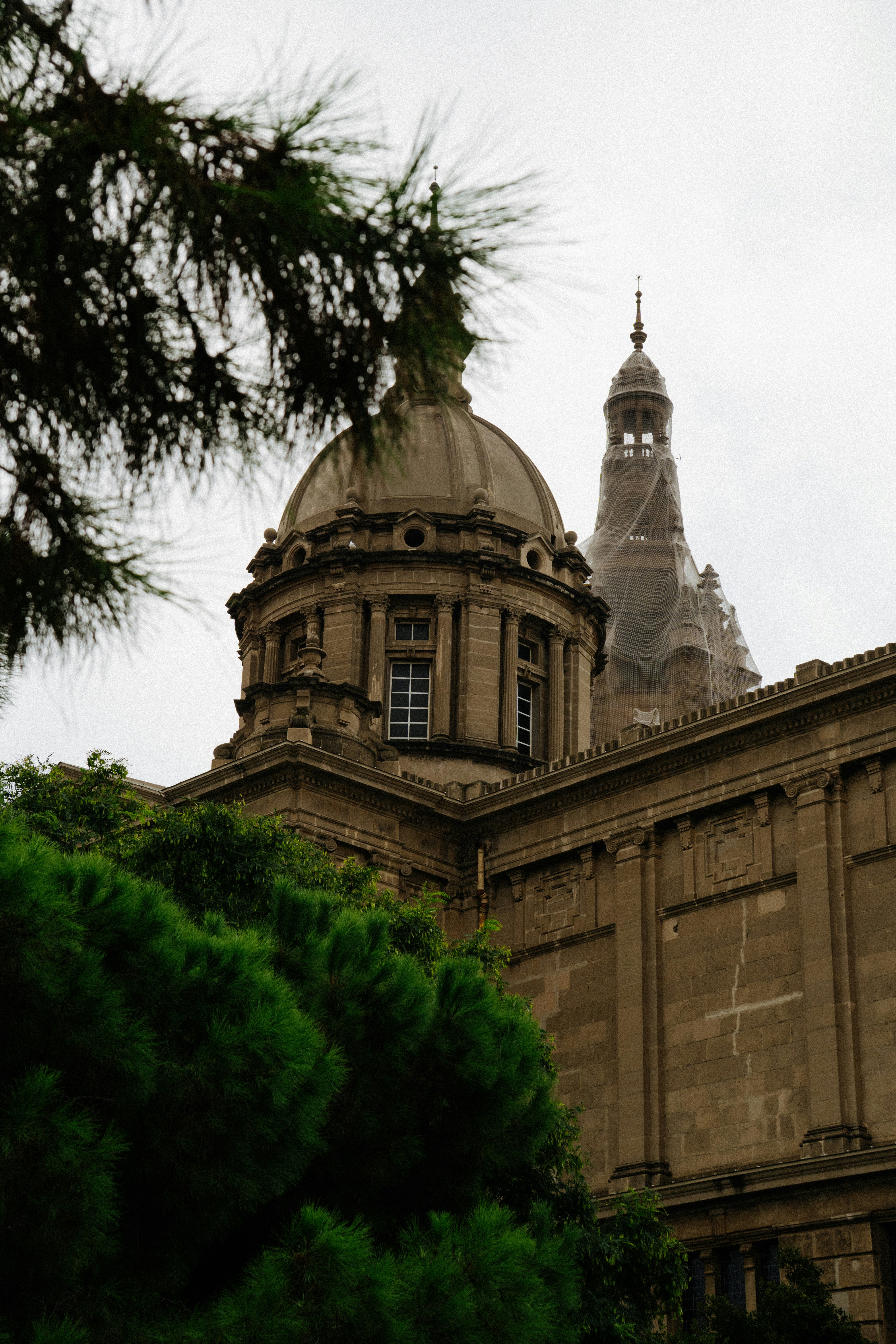Dome and Spire Against a Cloudy Sky