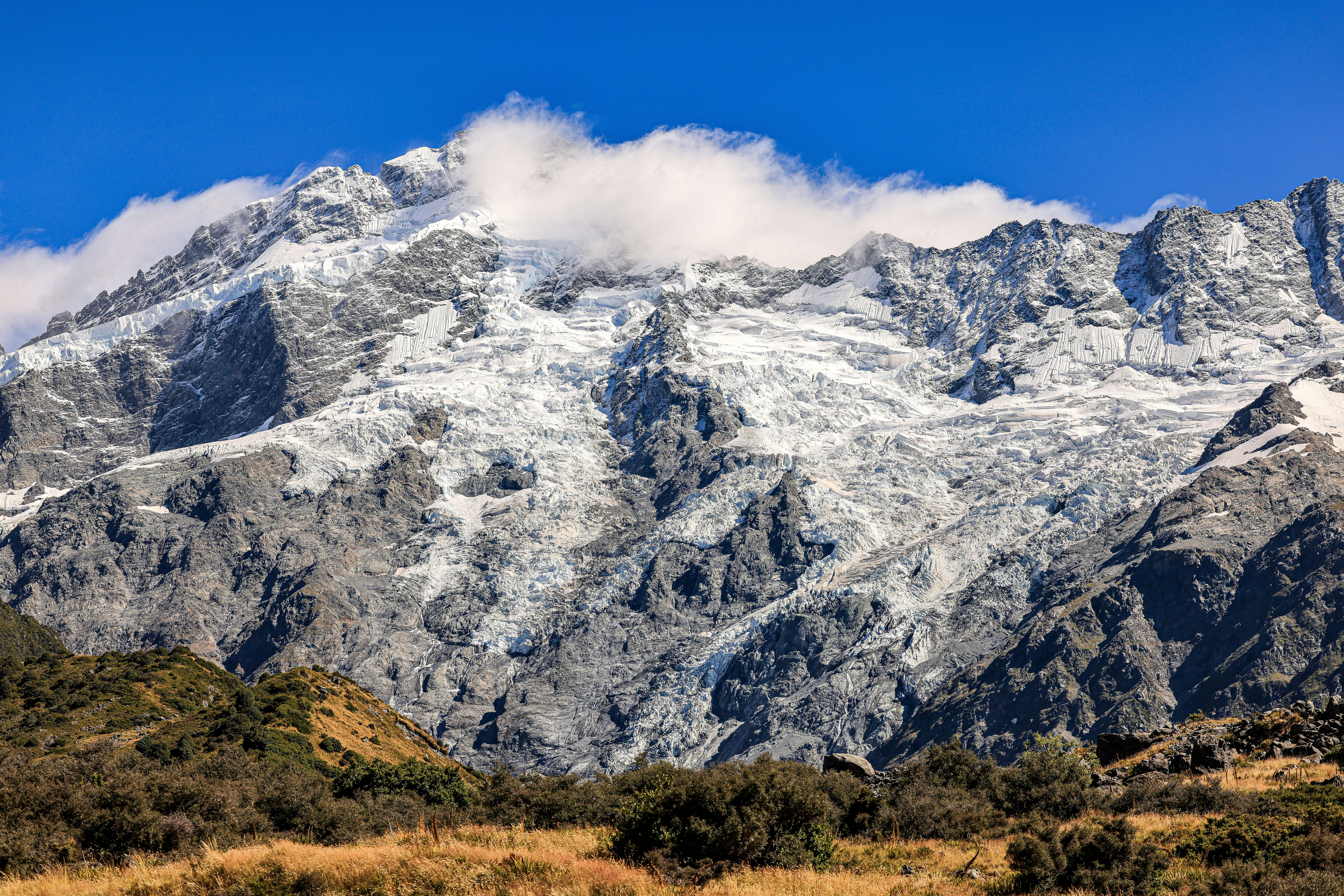 Snowbound Summit Under a Blue Canopy