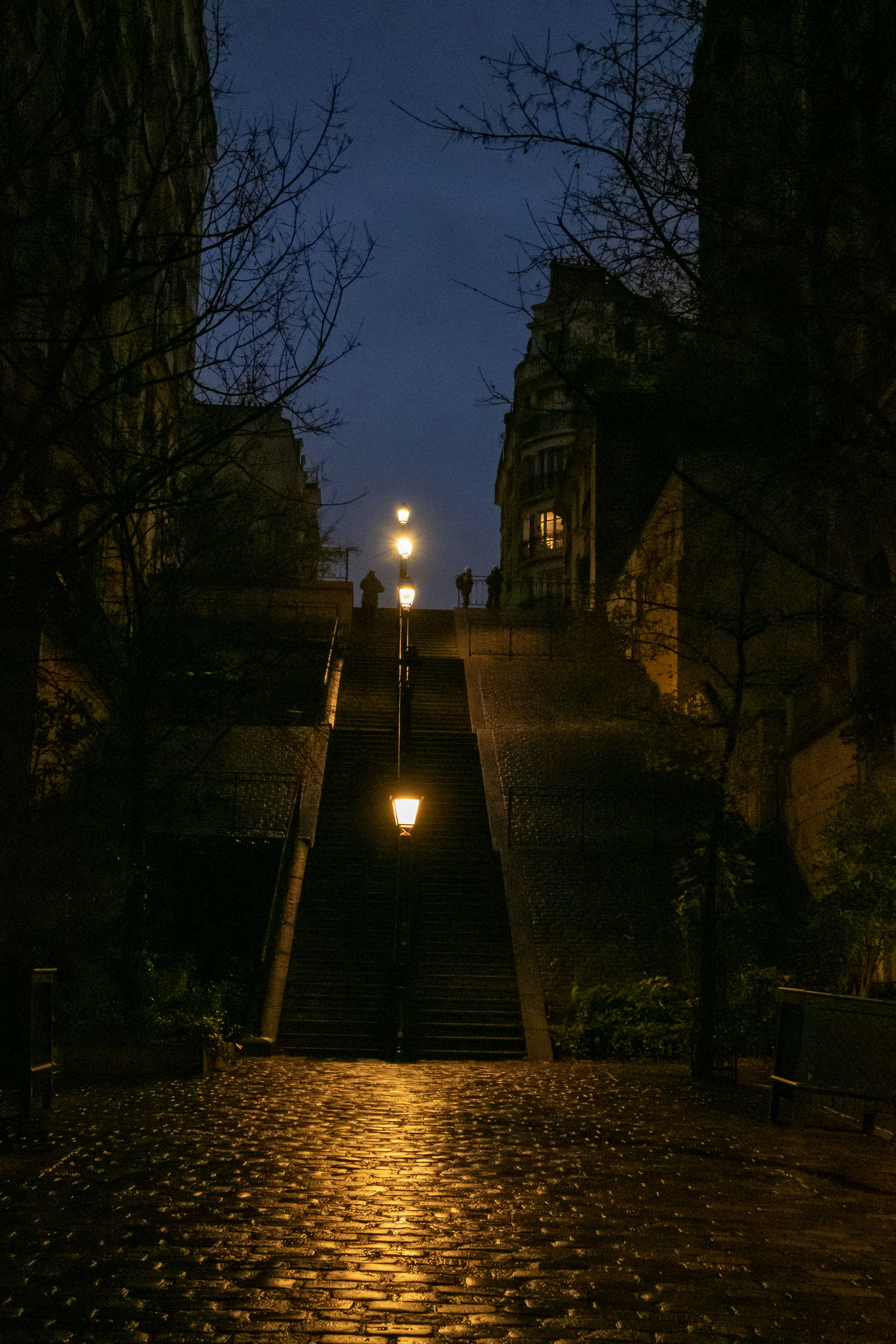 Staircase Lanterns: A Quiet Descent Under Nightfall