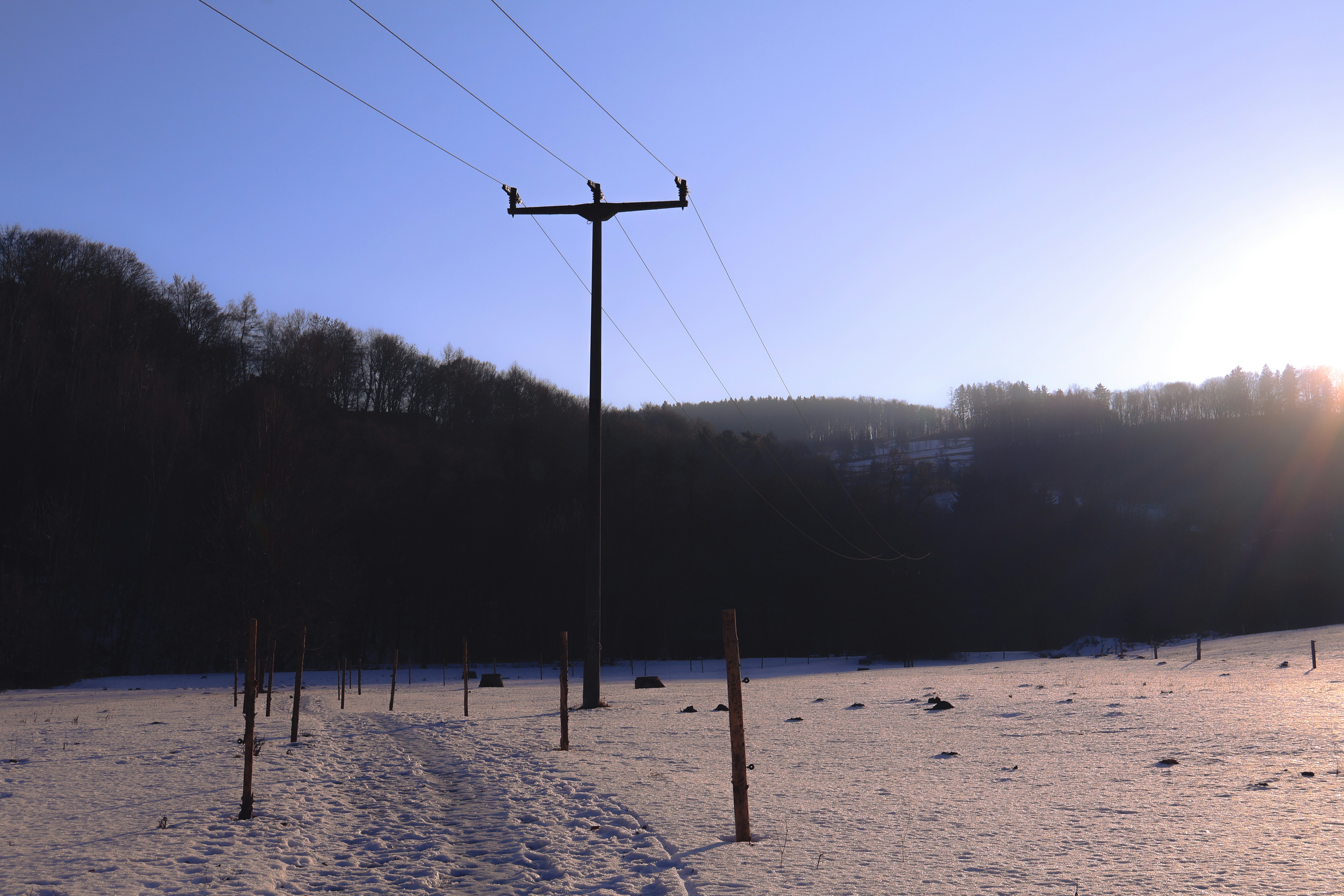Power Line in a Quiet Snowfield