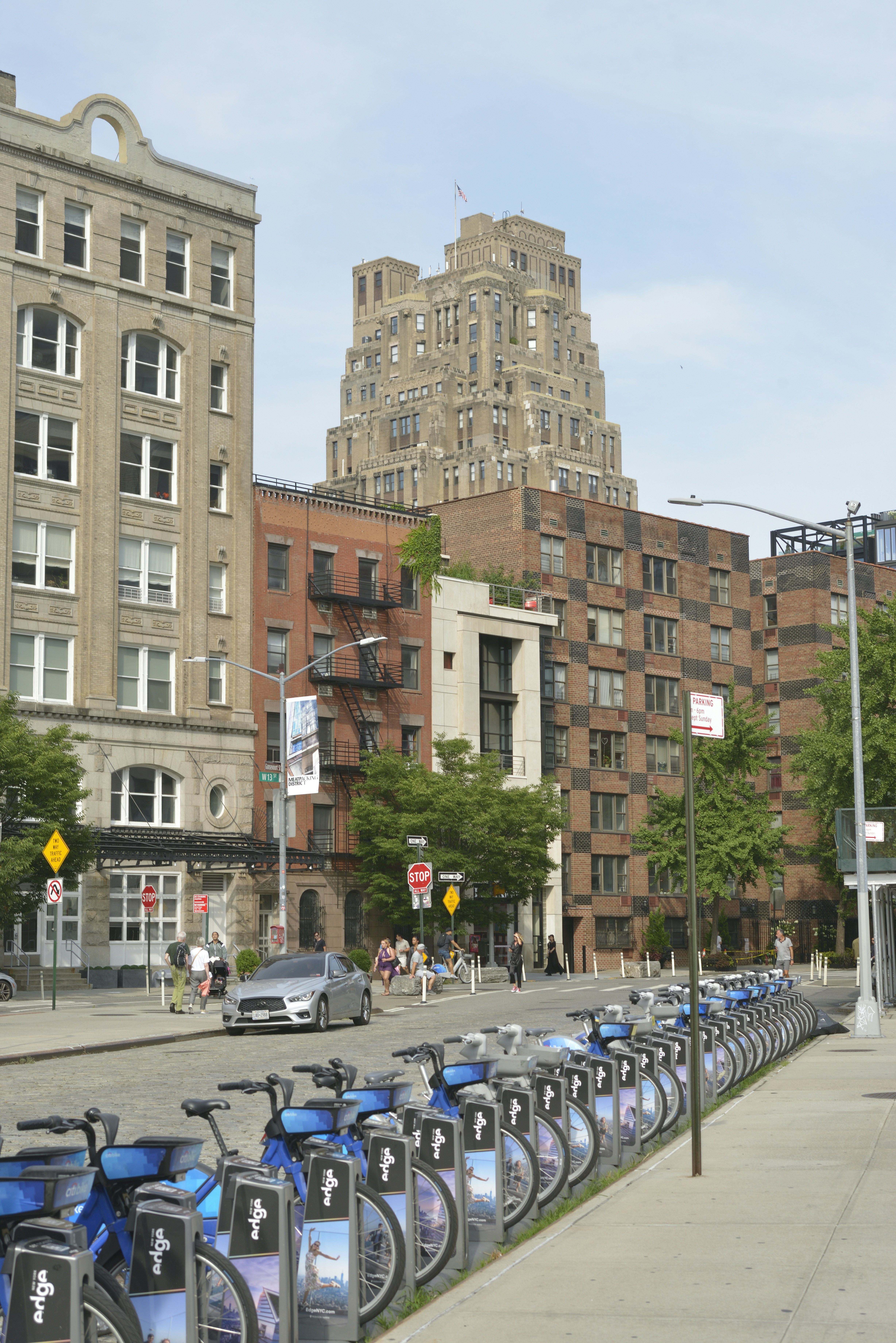 City Bikes Meet Historic Facades Under a Clear Sky