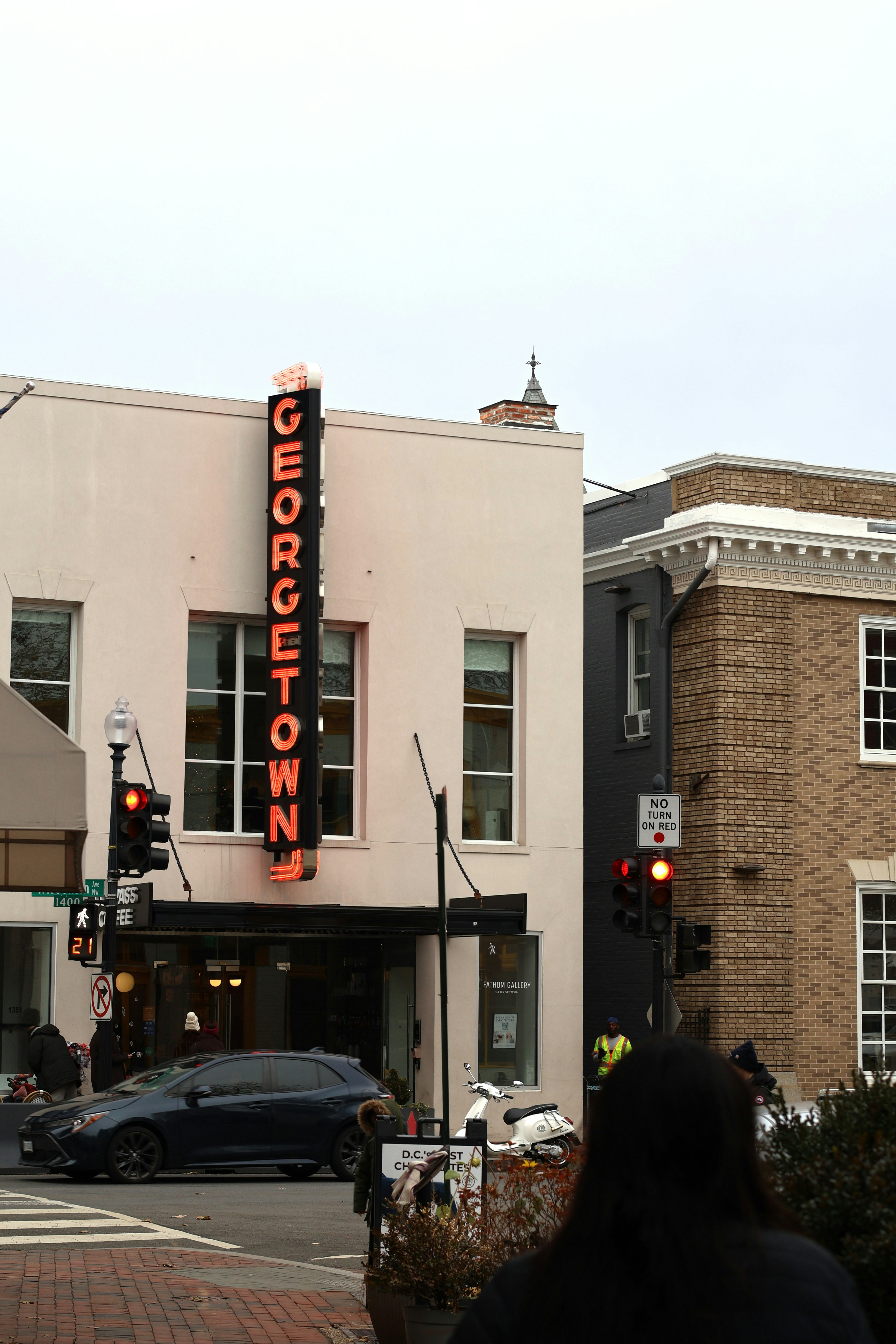 Georgetown Theatre Sign Looms Over Busy Street