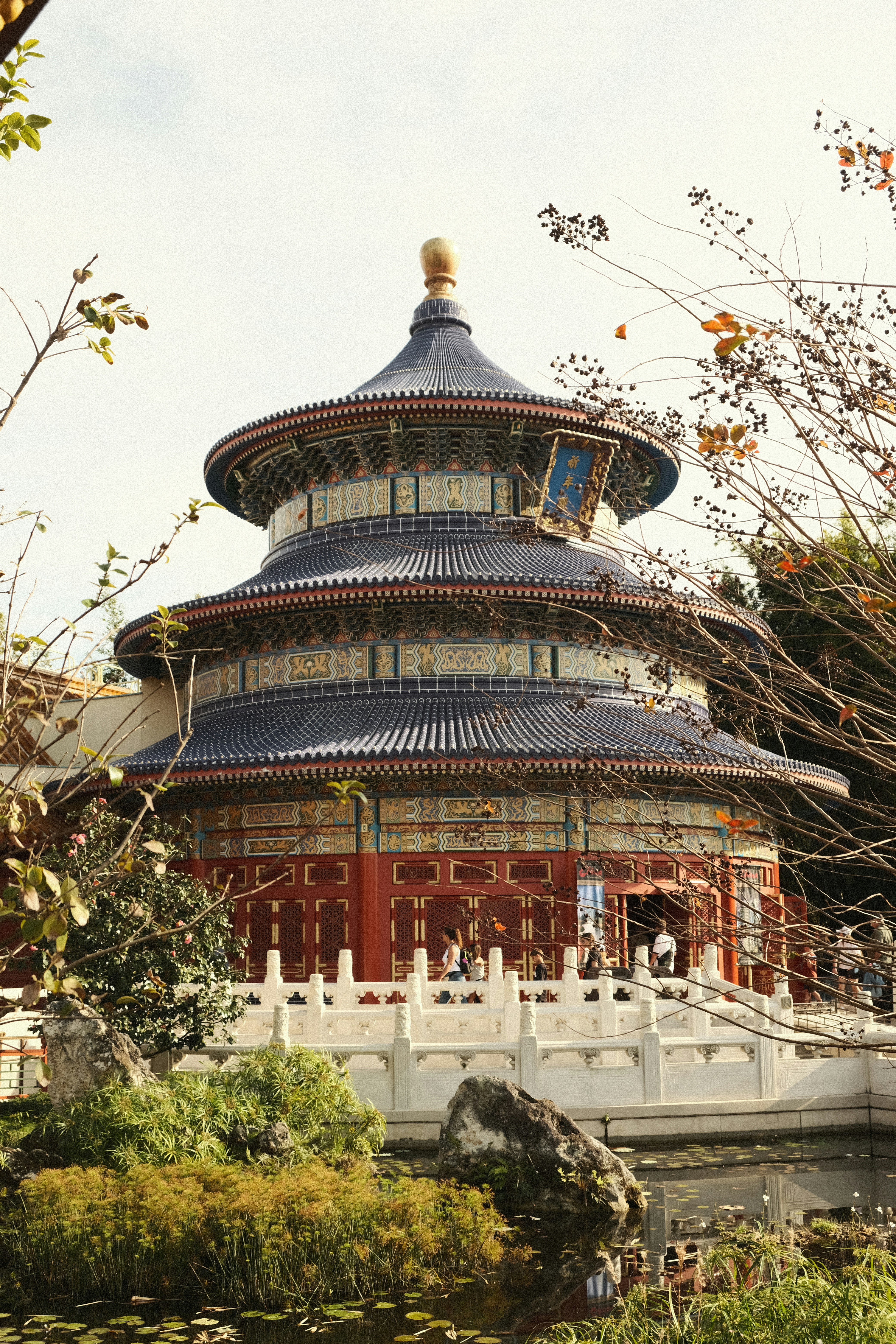 Temple in Bloom: The Imperial Pagoda Rises Above a Tranquil Courtyard