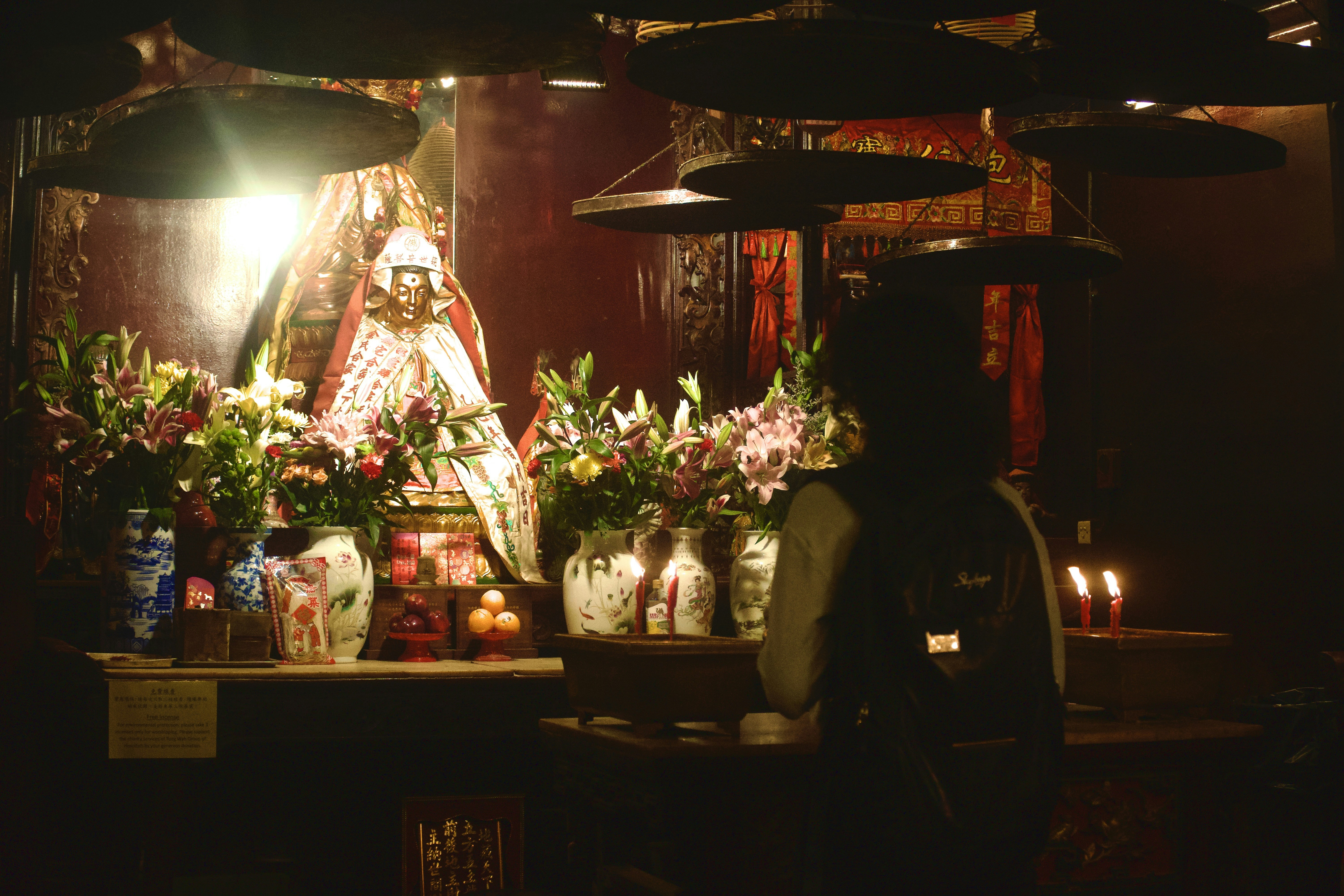 Sacred Shrine Amidst Evening Offerings
