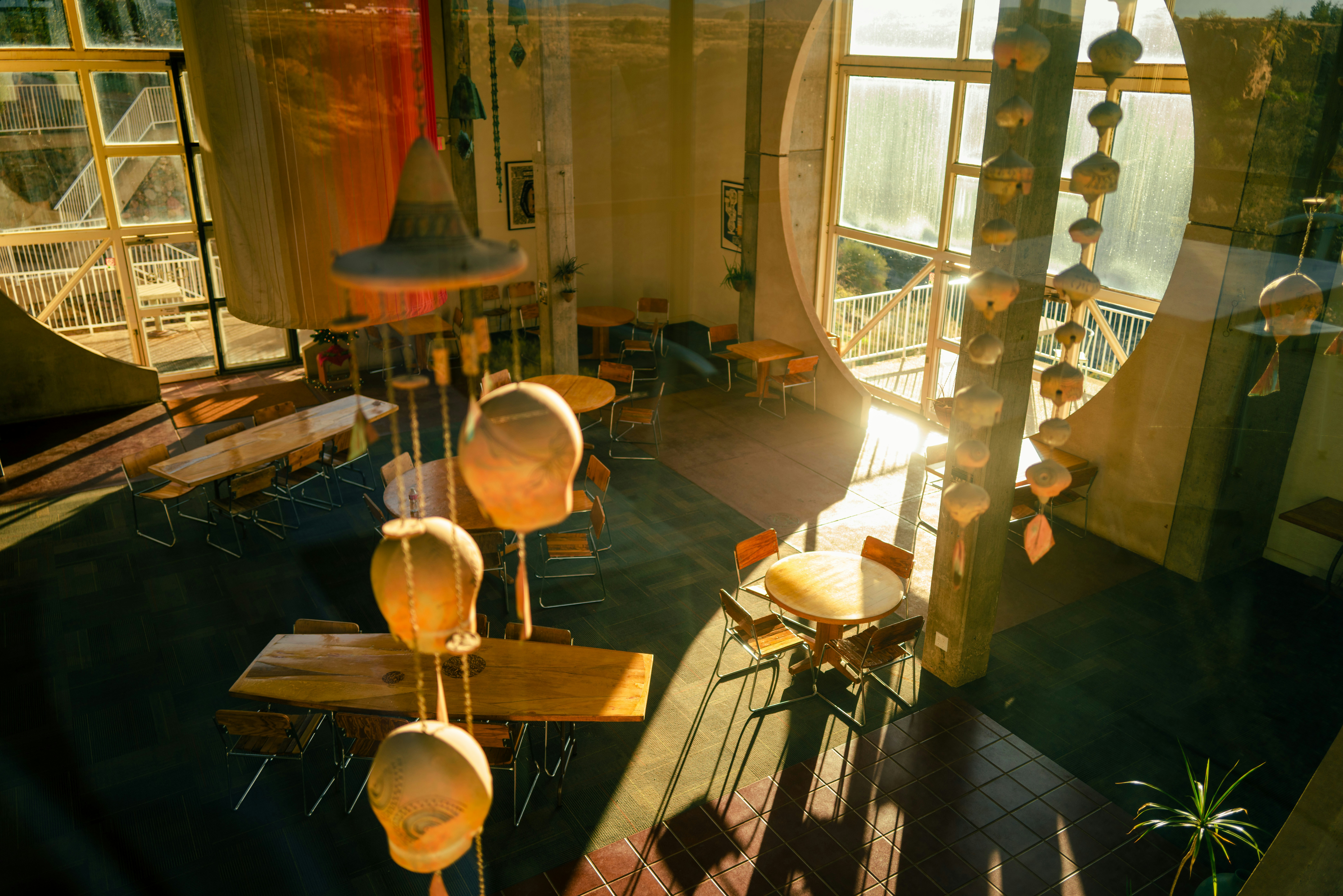 Sunlit Hollow: A Quiet Café Through the Glass