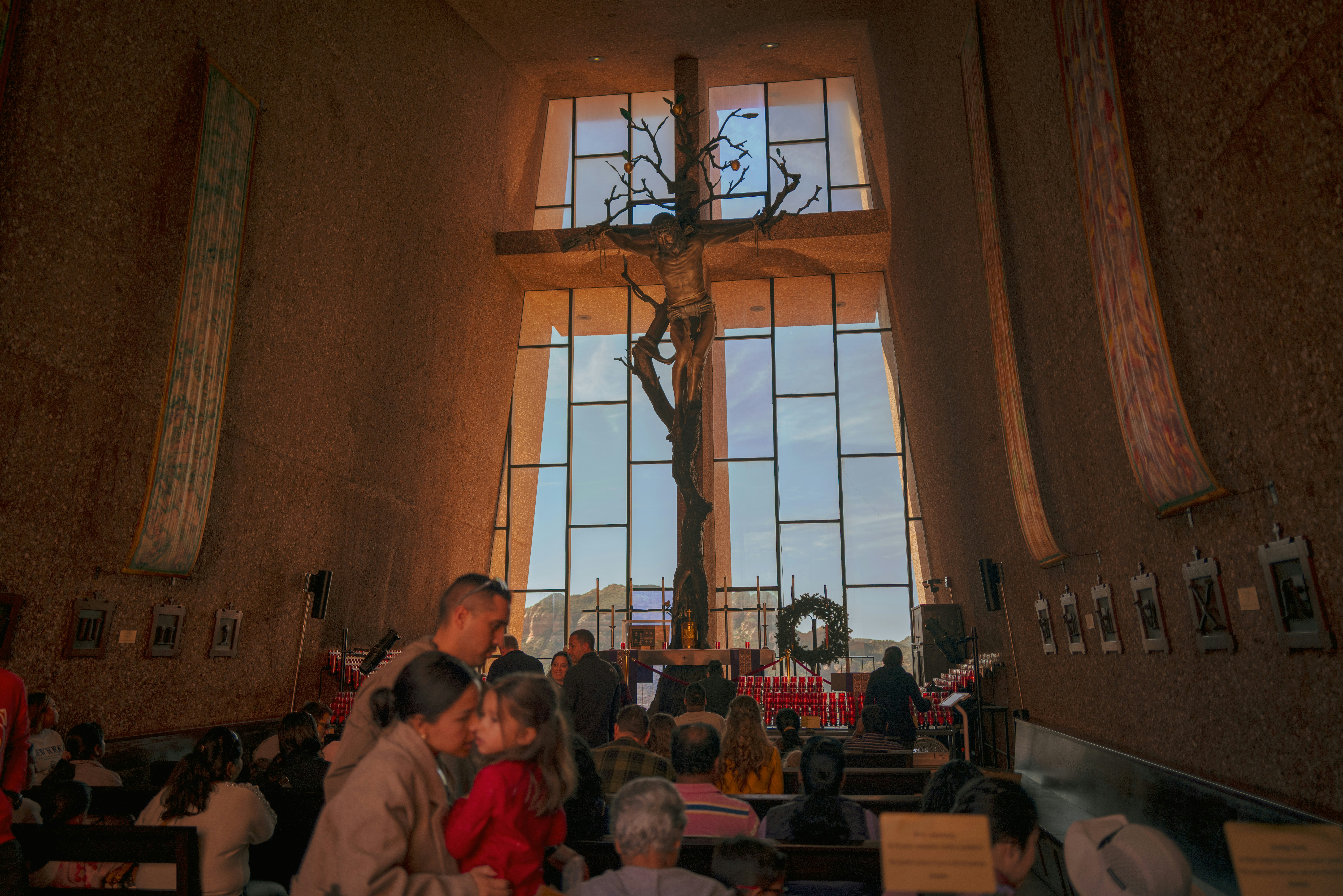 Cruciform Windowlit Sanctuary: A Quiet Moment Beneath the Cross