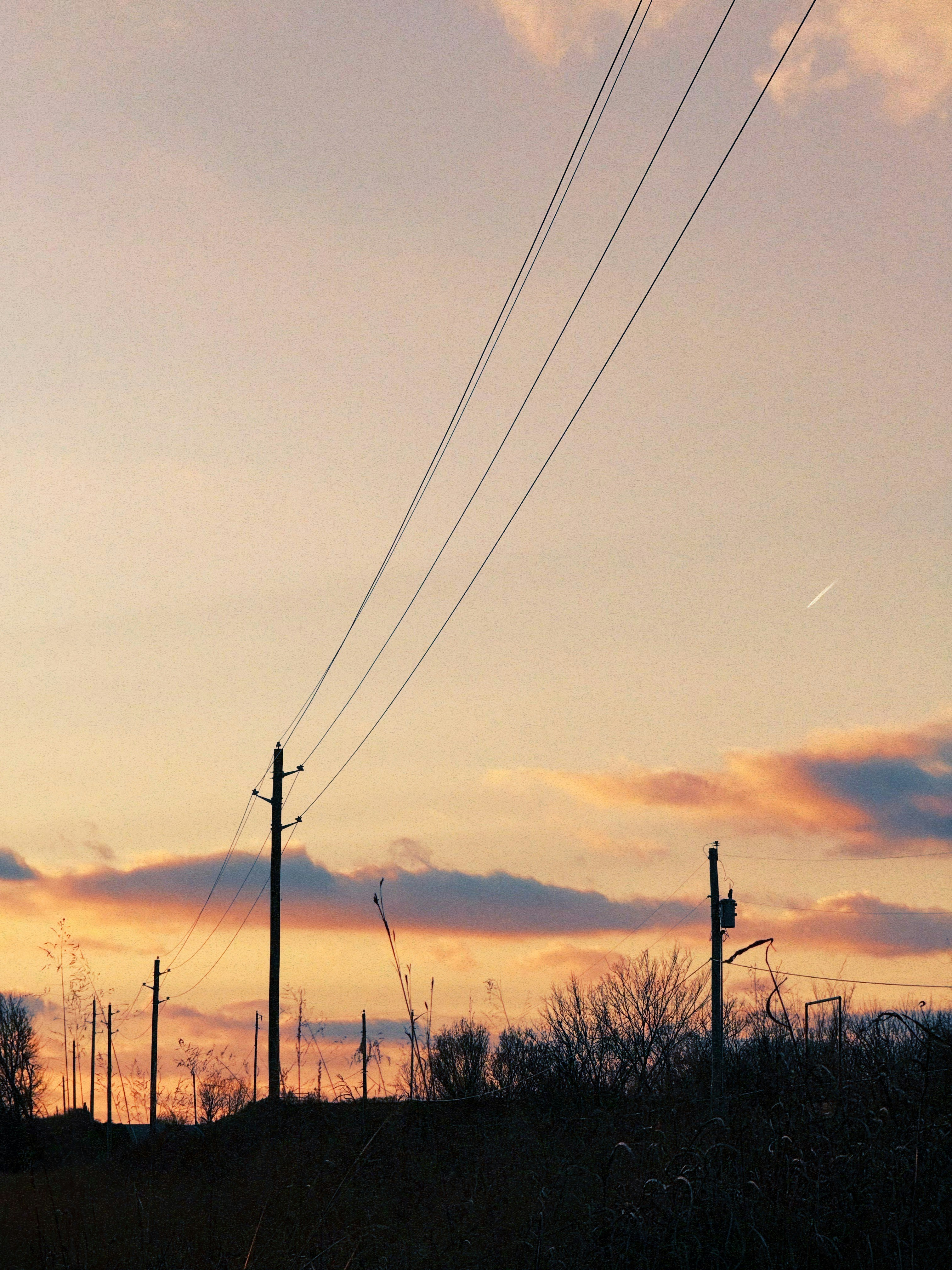 Sunset Silence Along the Power Lines