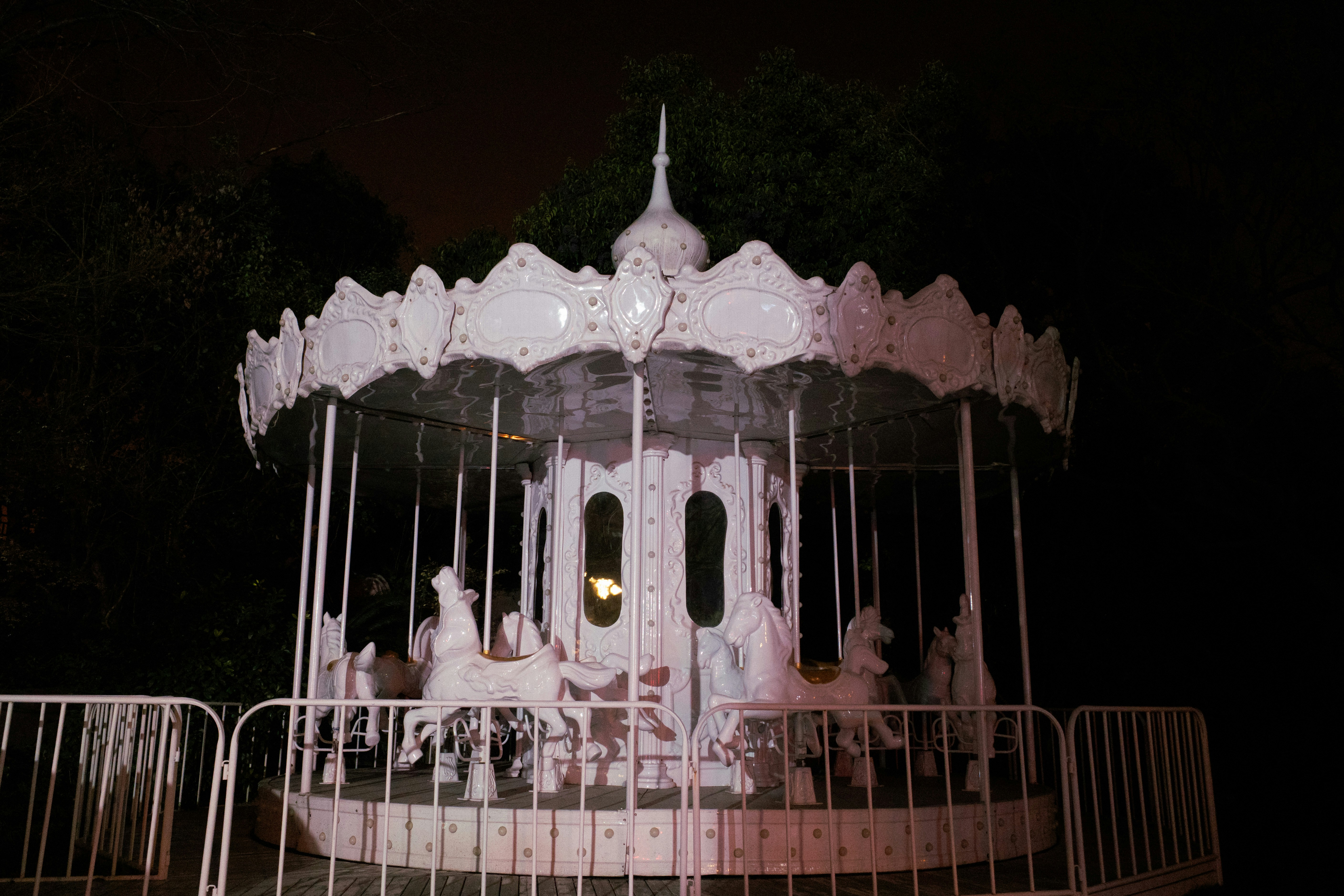 Moonlit Carousel: Timeless Silhouettes in a Quiet Night