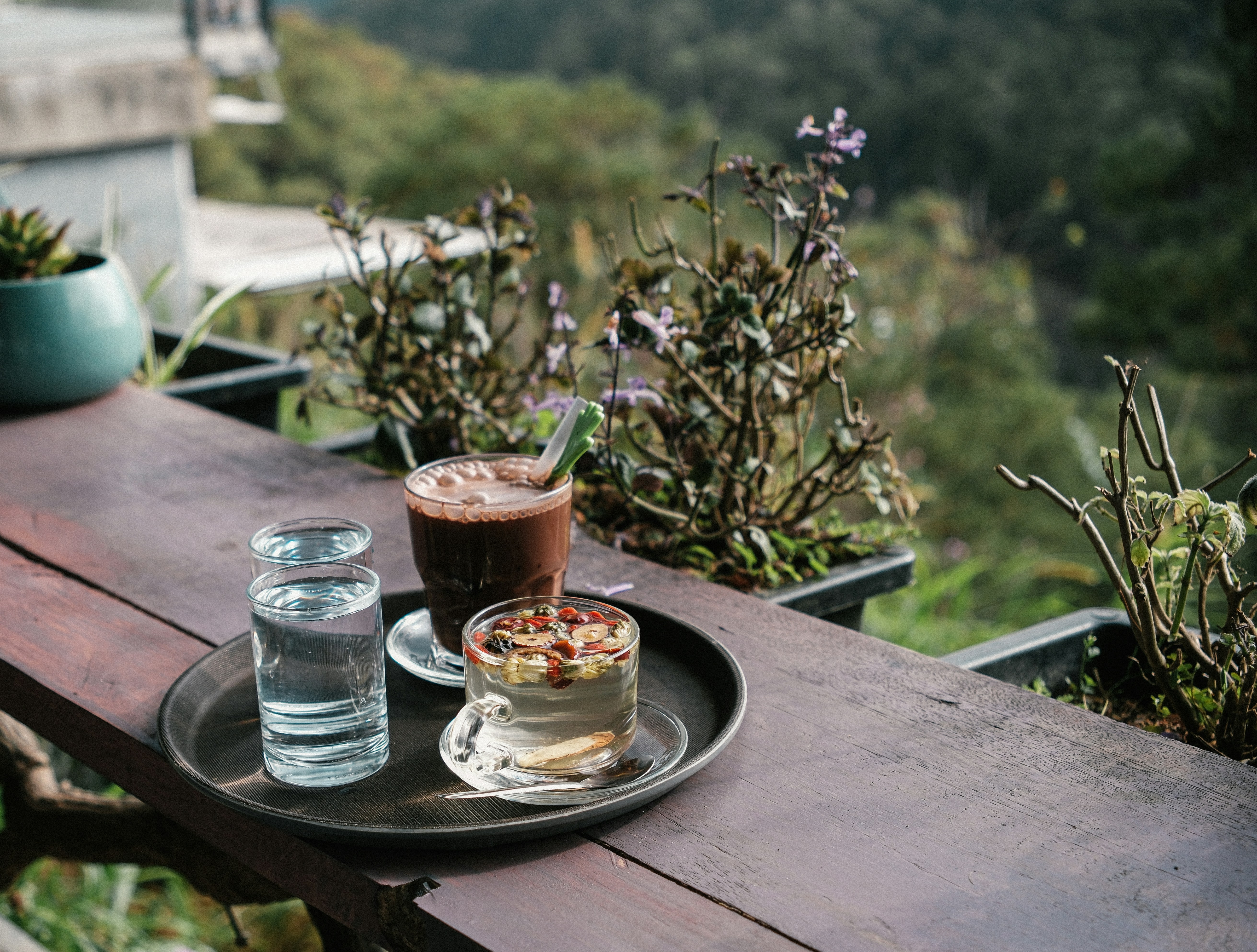 Afternoon on the Terrace: Trio of Treats on a Weathered Tray
