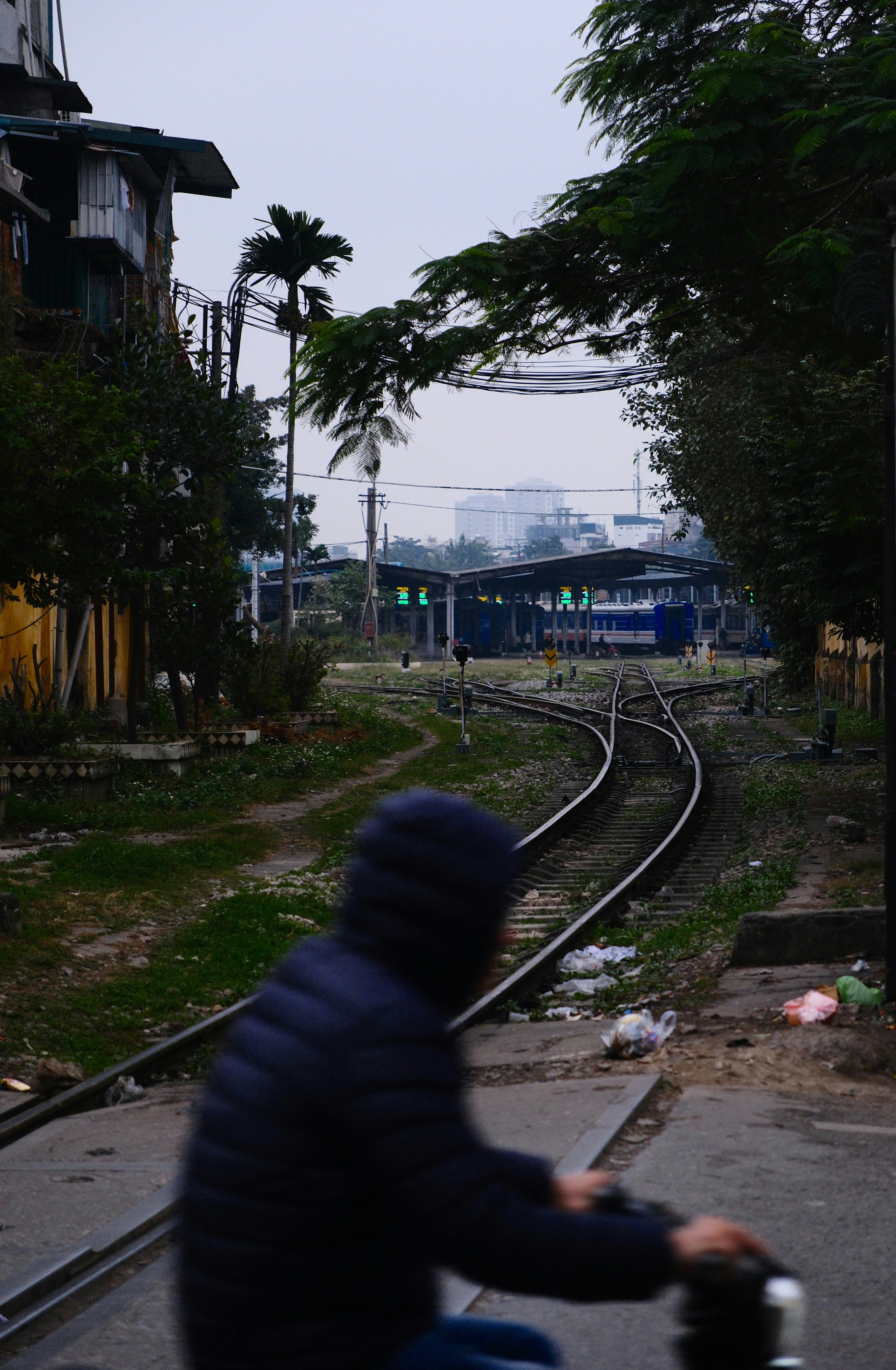 Railyard Reverie: A Quiet Moment Along Crooked Tracks