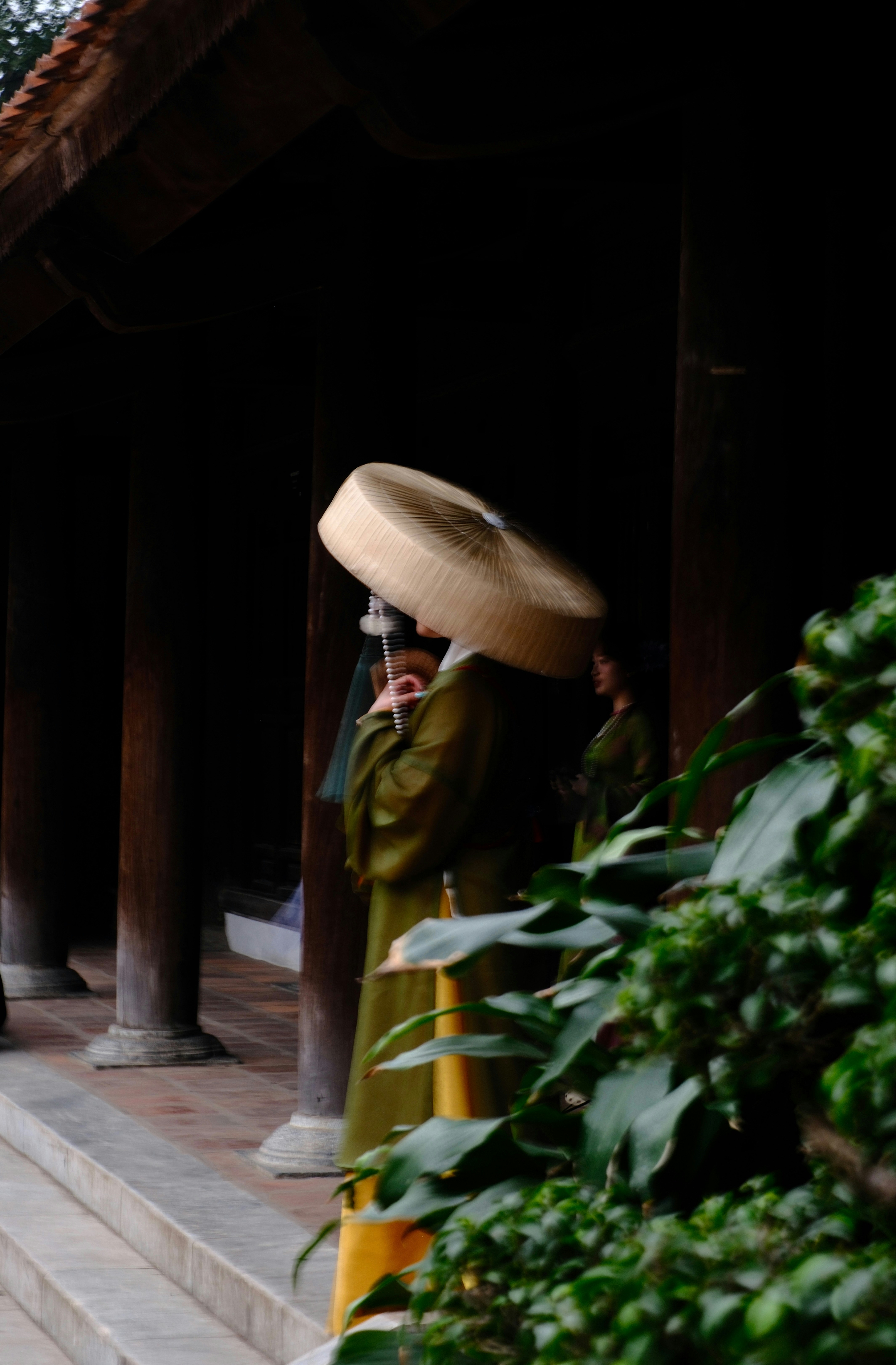 Silent Watcher in the Lantern-lit Corridor