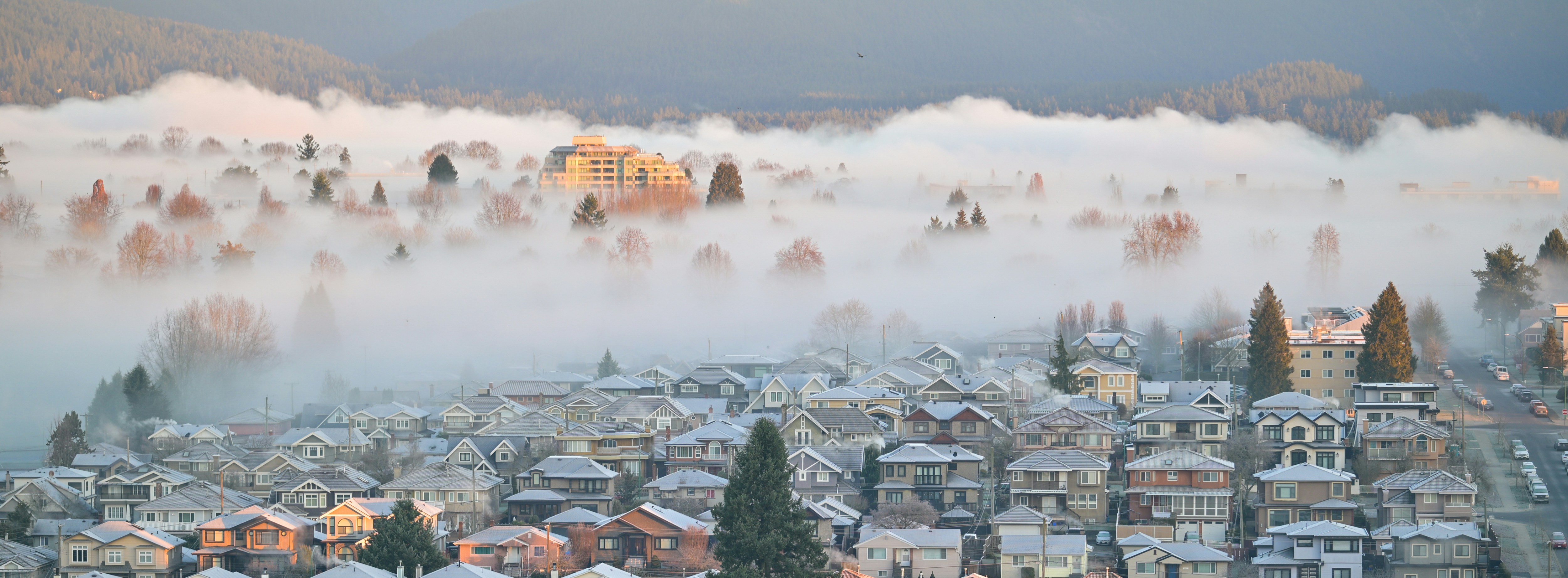 Morning Veil over a Mountain Town