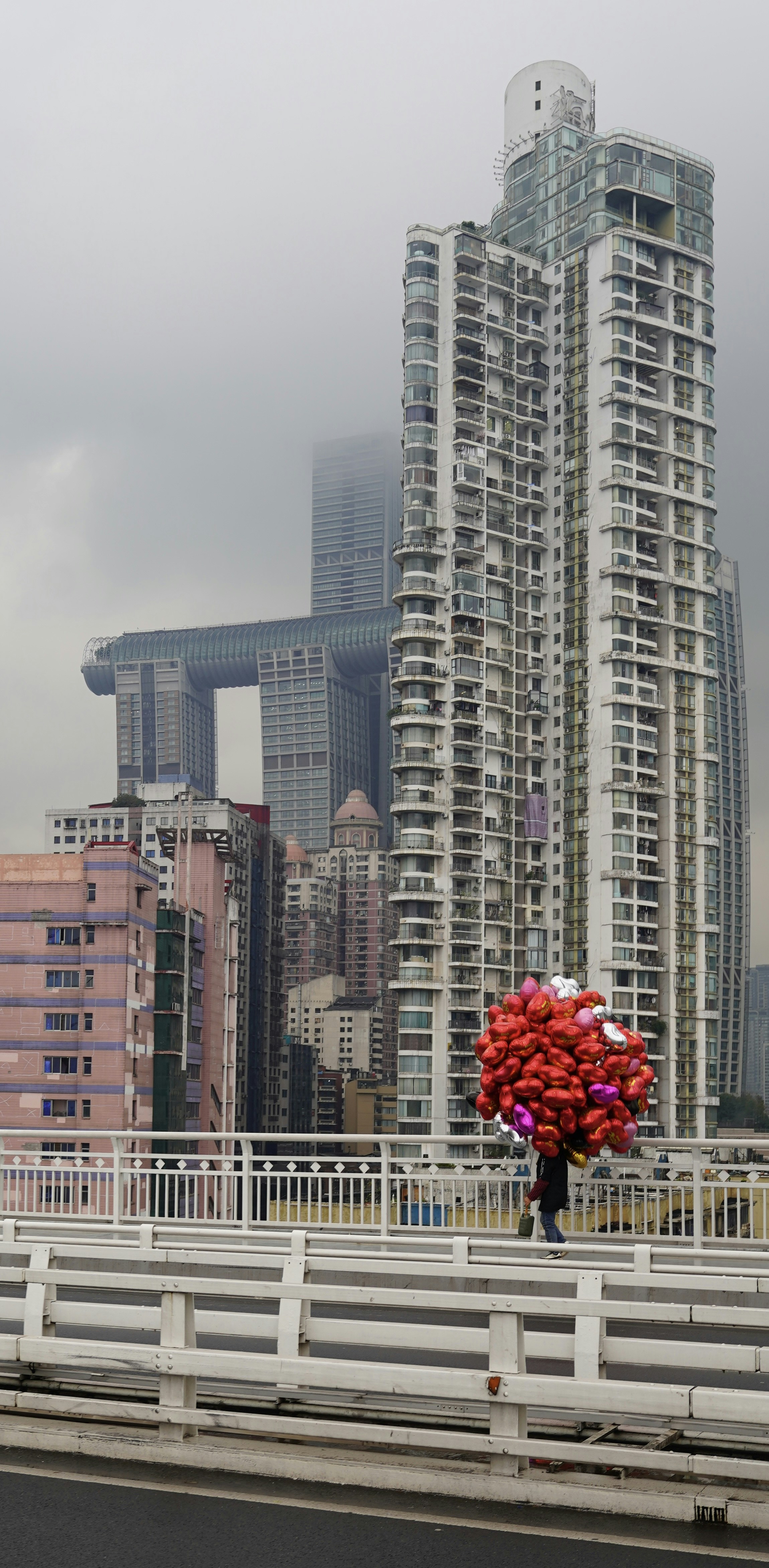 Balloon Bouquet Over the City Bridge