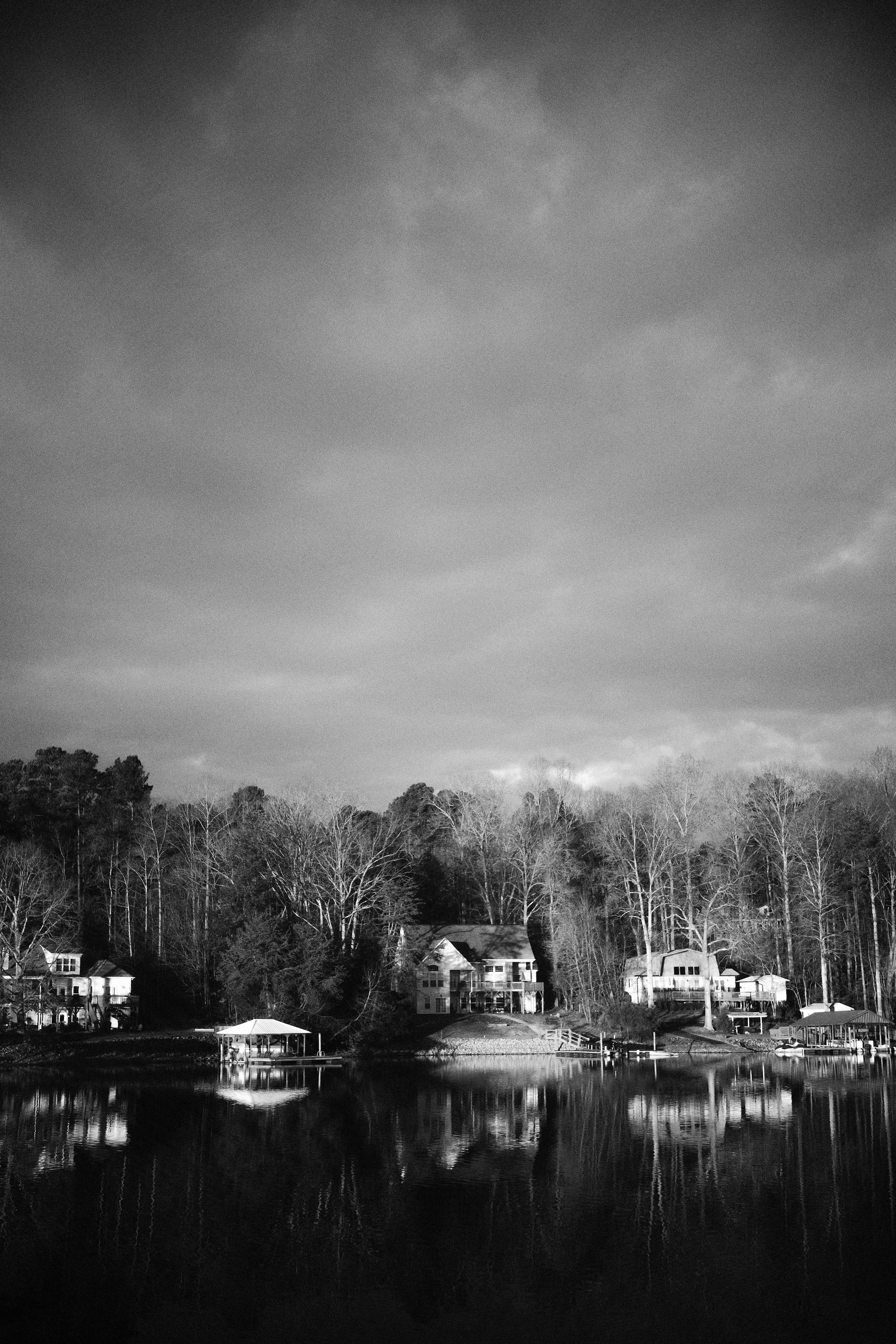 Twin-Toned Lakefront Village at Dusk