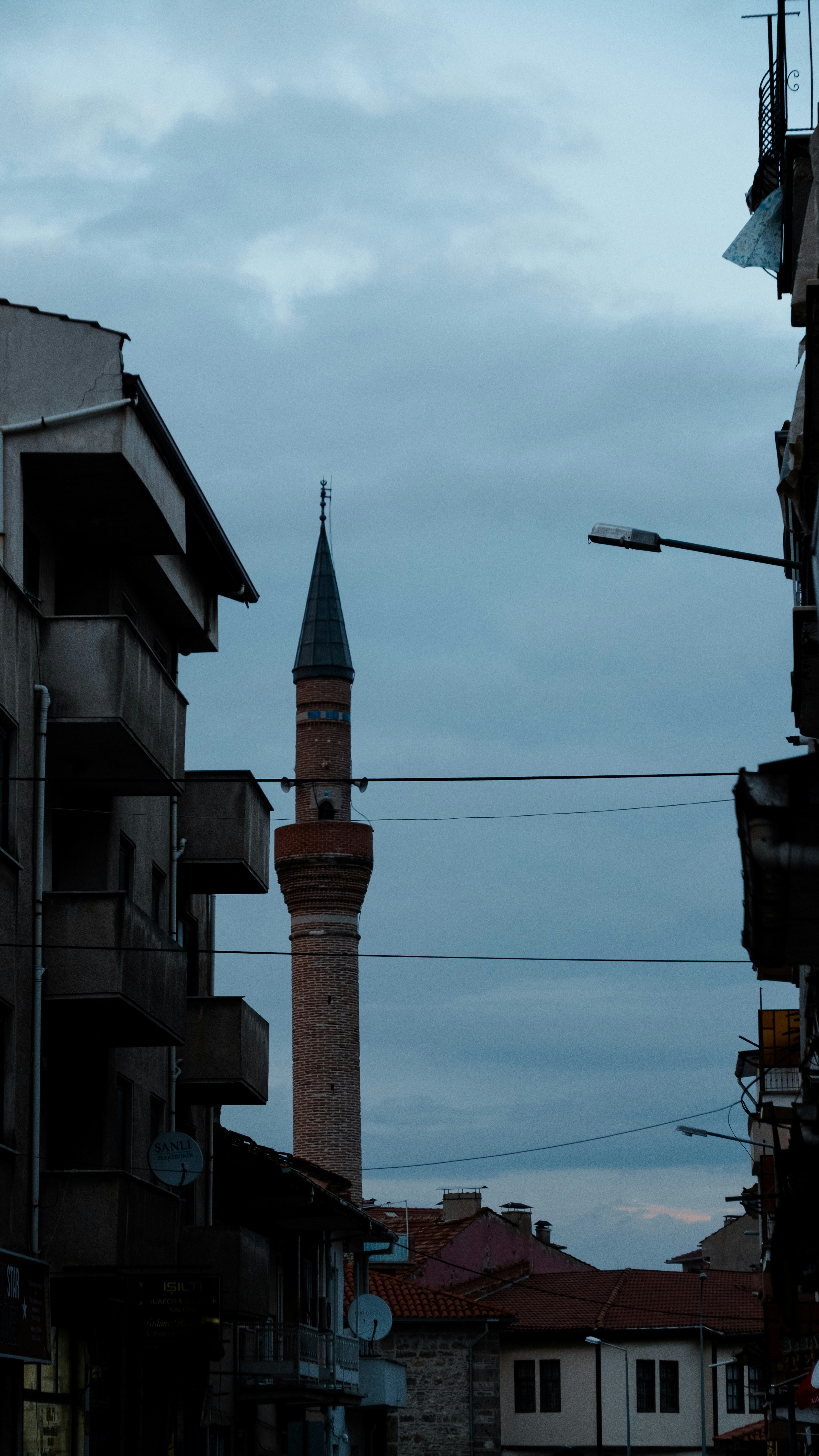 Minaret in a Narrow Aegean Lane