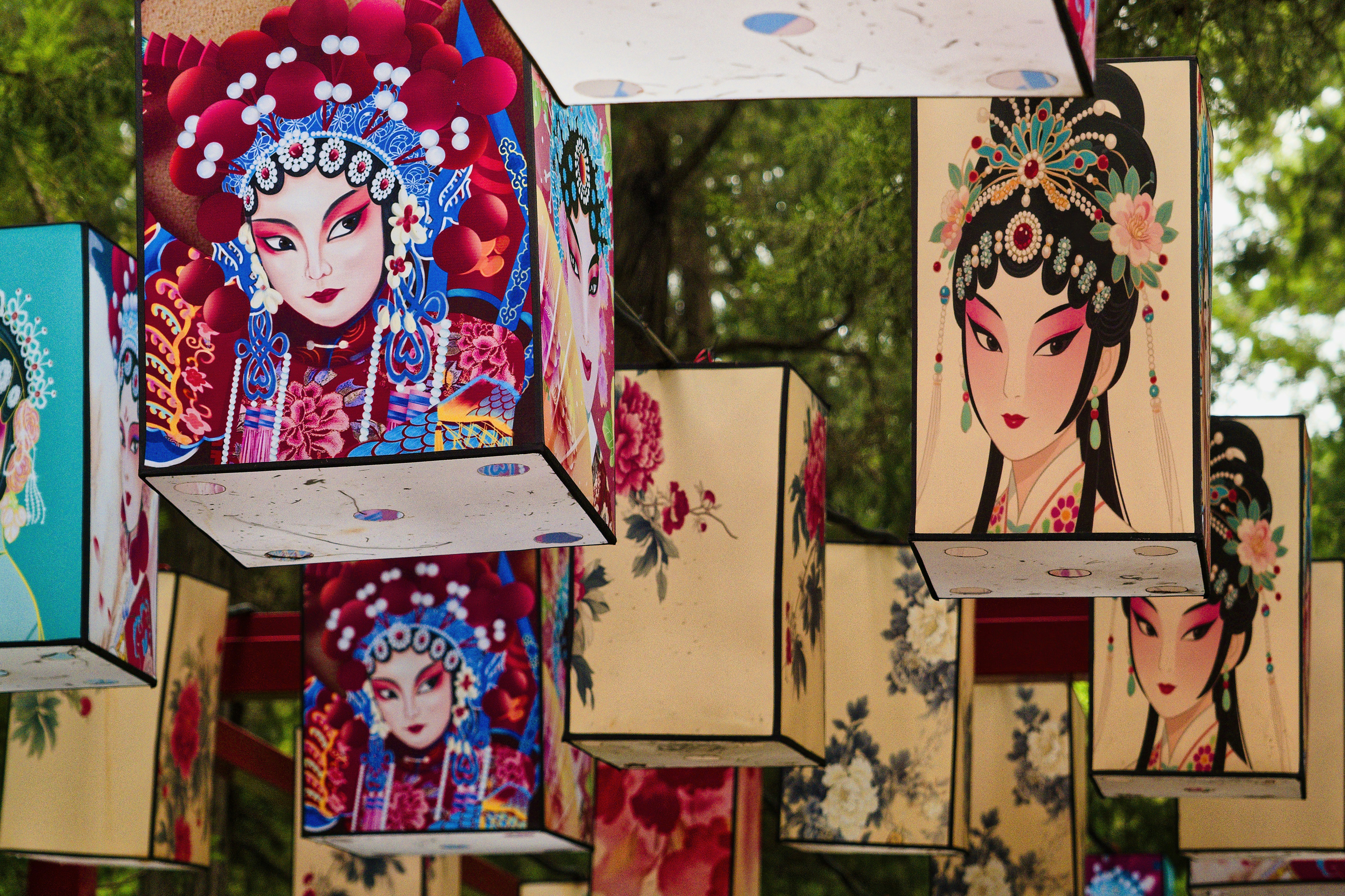 Floating Portrait Lamps: A gallery of Chinese Opera Faces in the Air