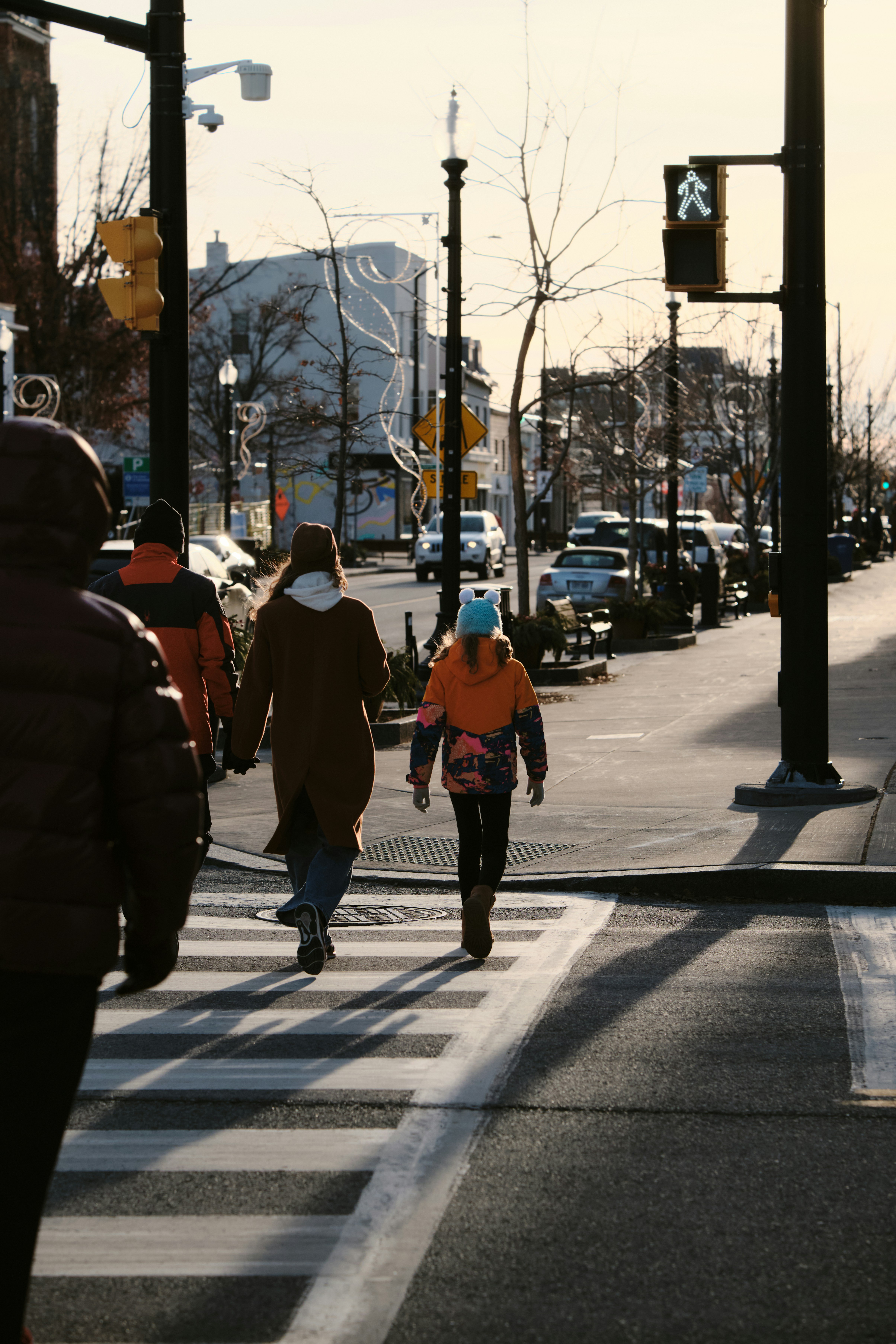 Crosswalk Moments: A City Walk Toward Winter Light