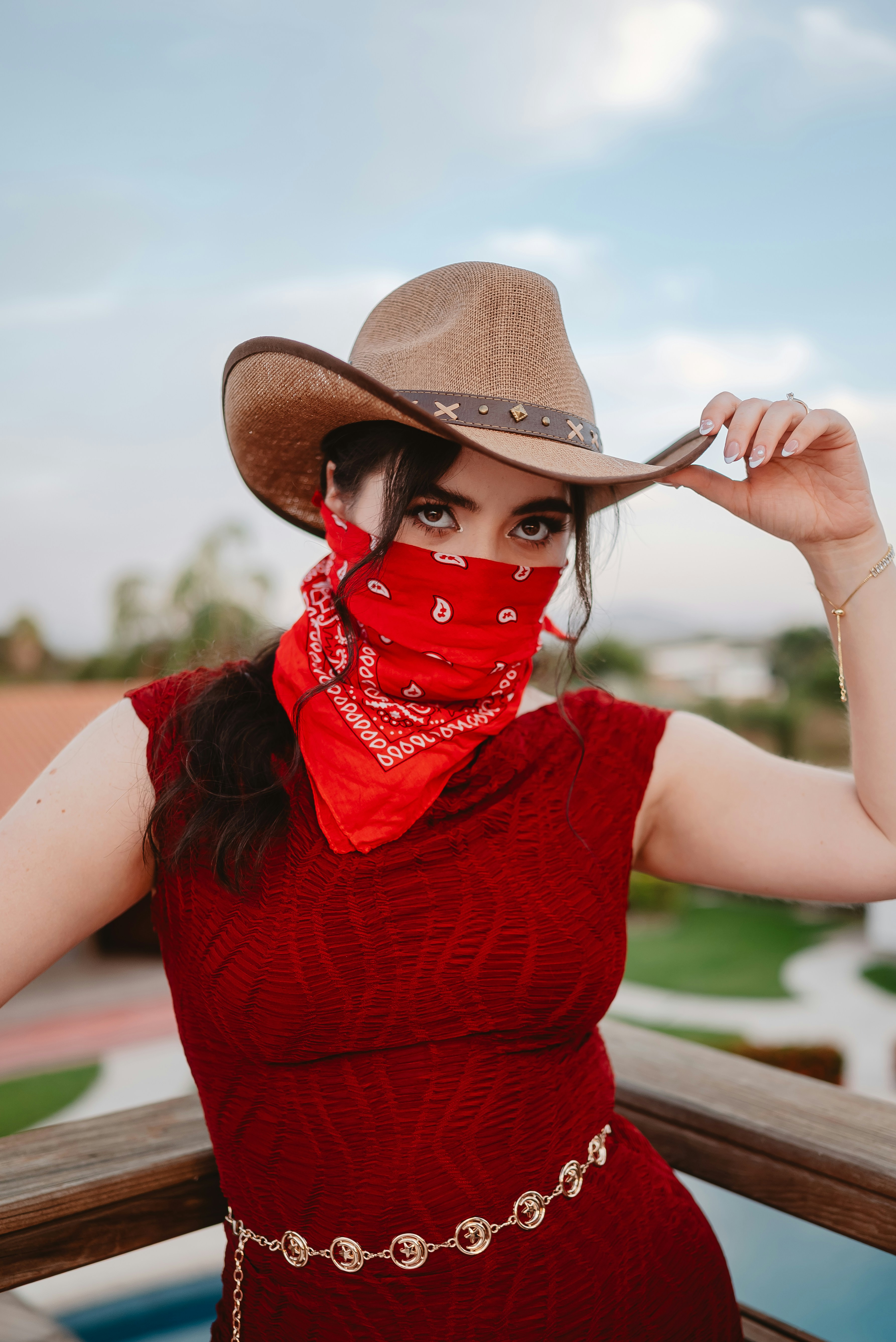 Red Bandana Reveals a Western Calm