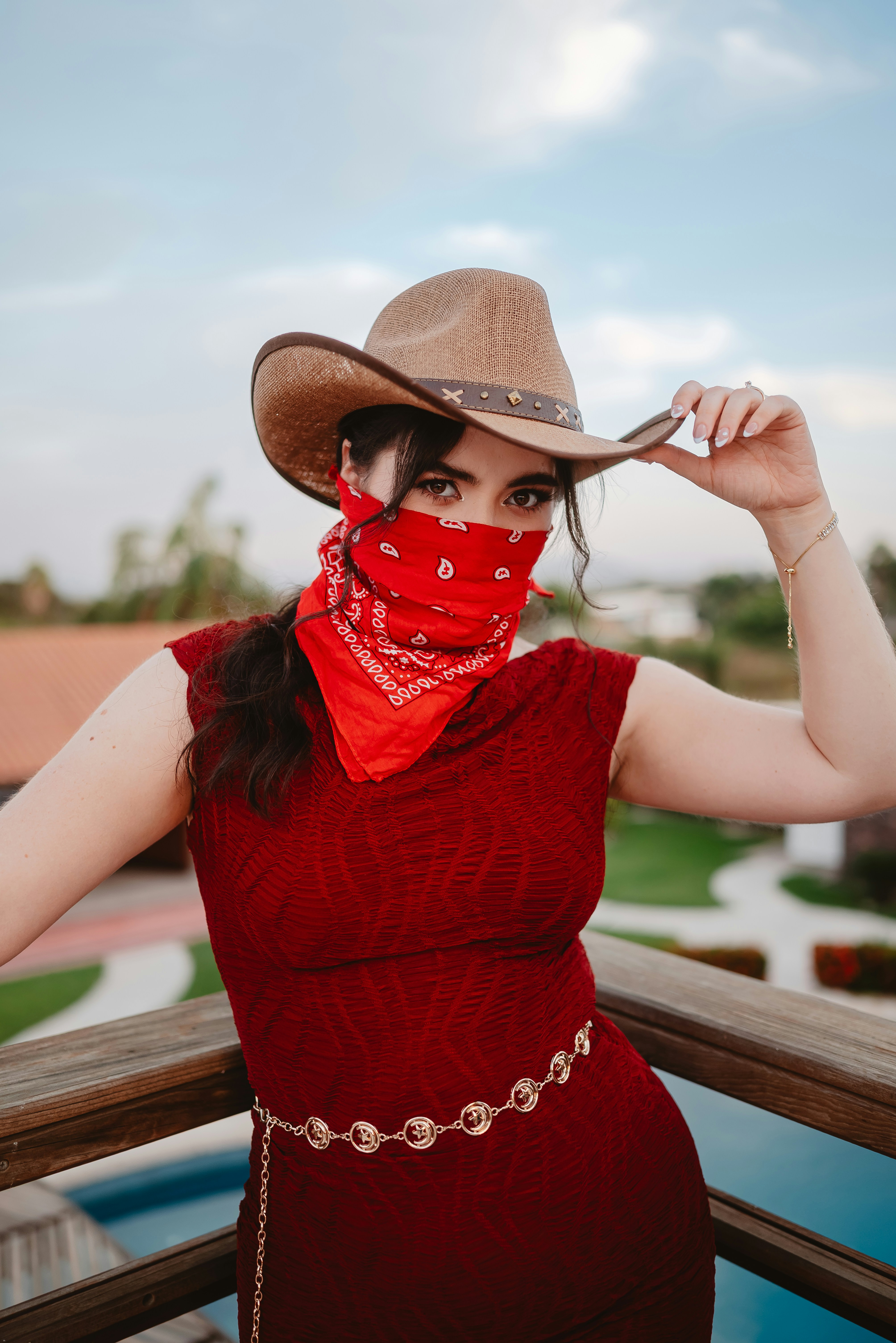 Cowgirl in Red: Face Mask as Signature Accessory
