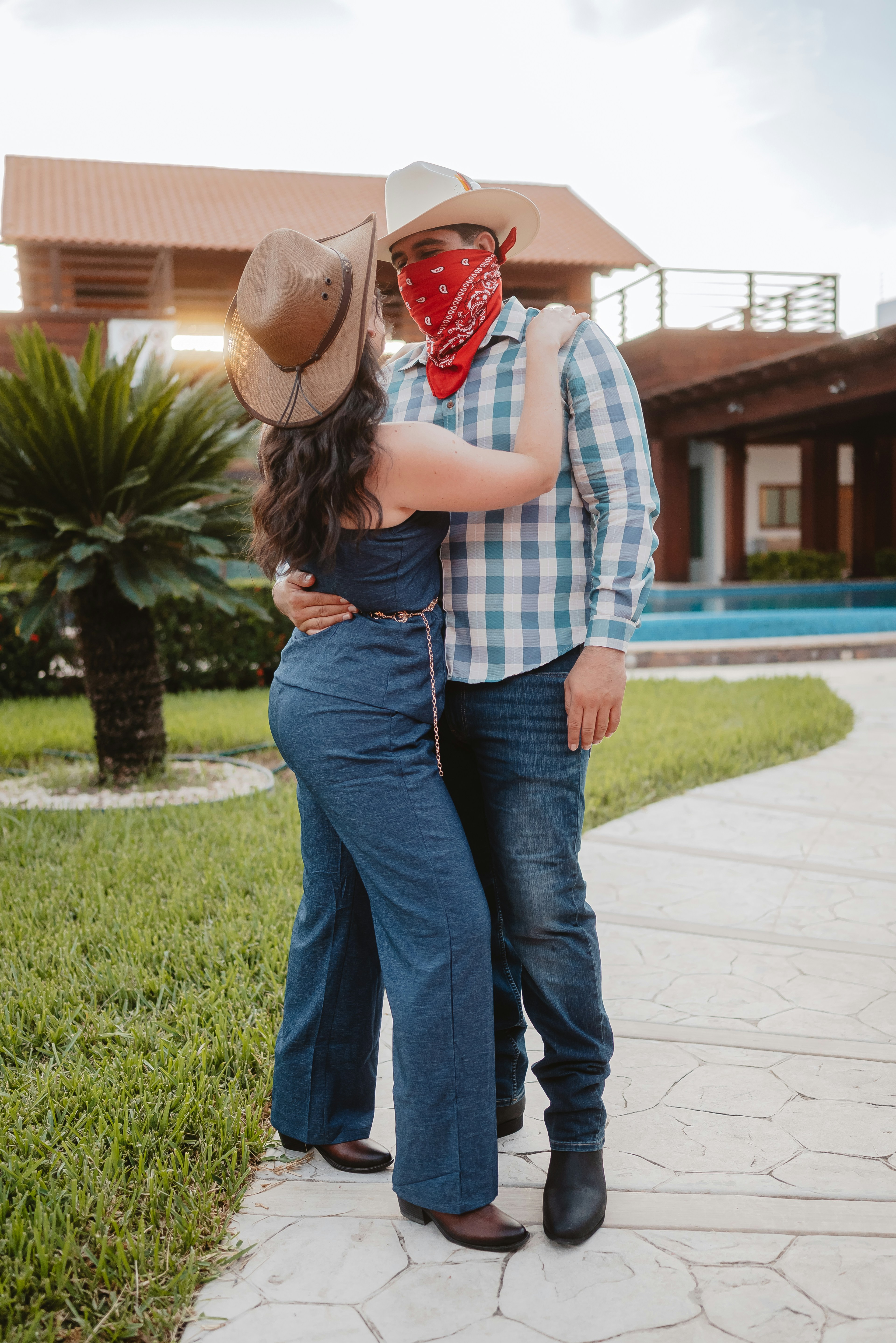 Cowboy Romance in the Courtyard