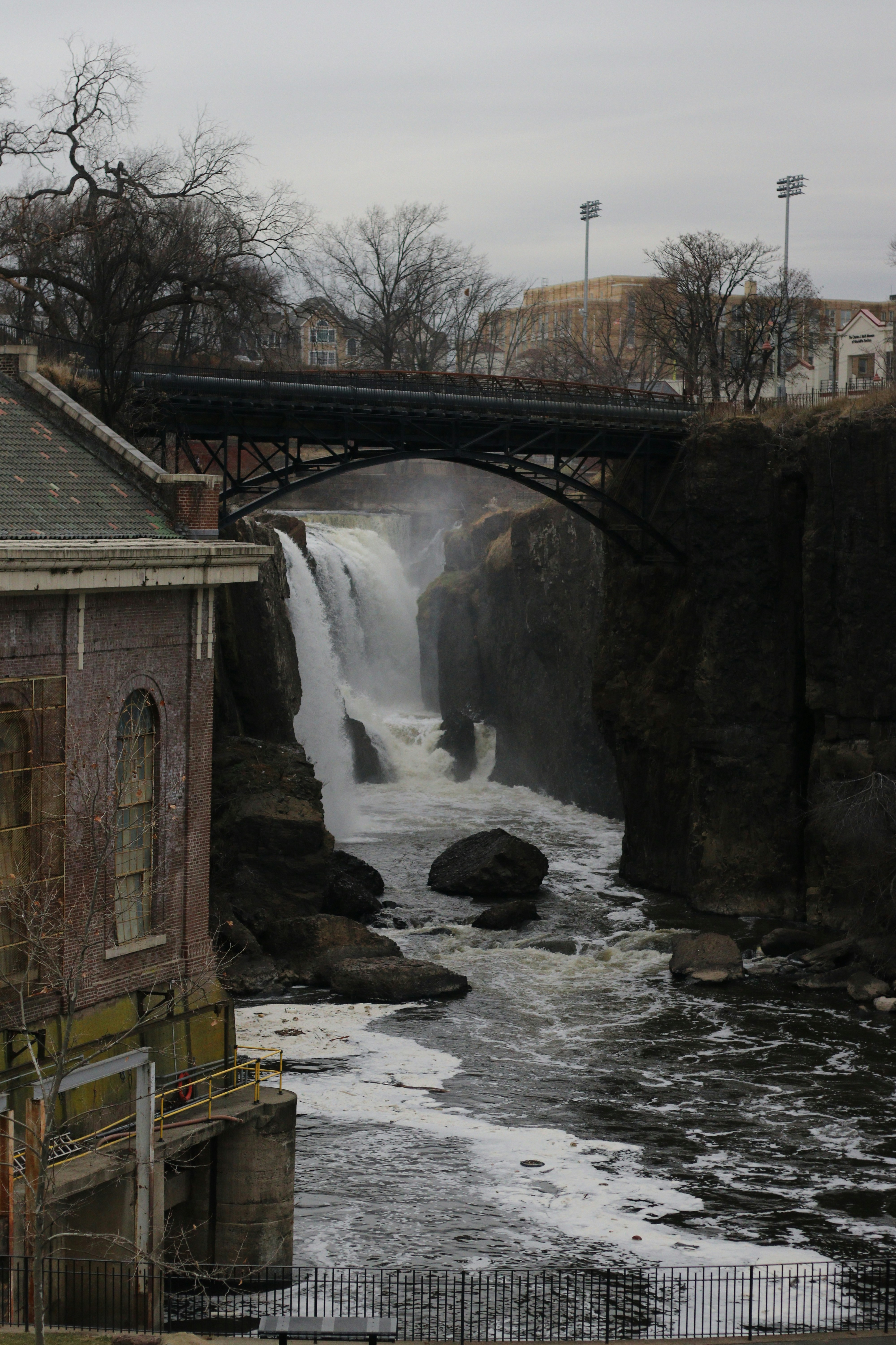 Waterfall Gorge Under a Brick Bridge