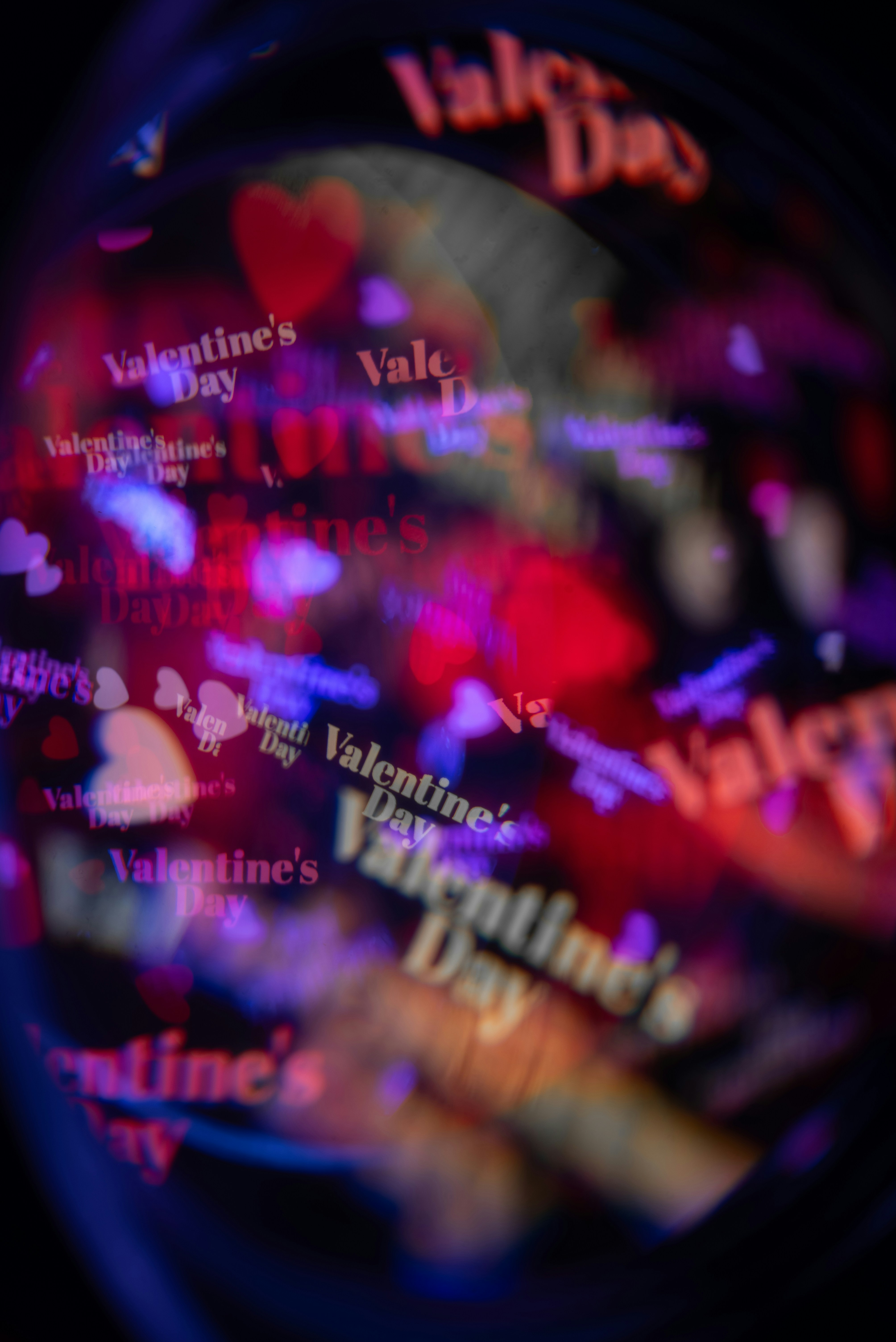 Valentine Lens: Orbs of Light and Text in a Blurred Heart