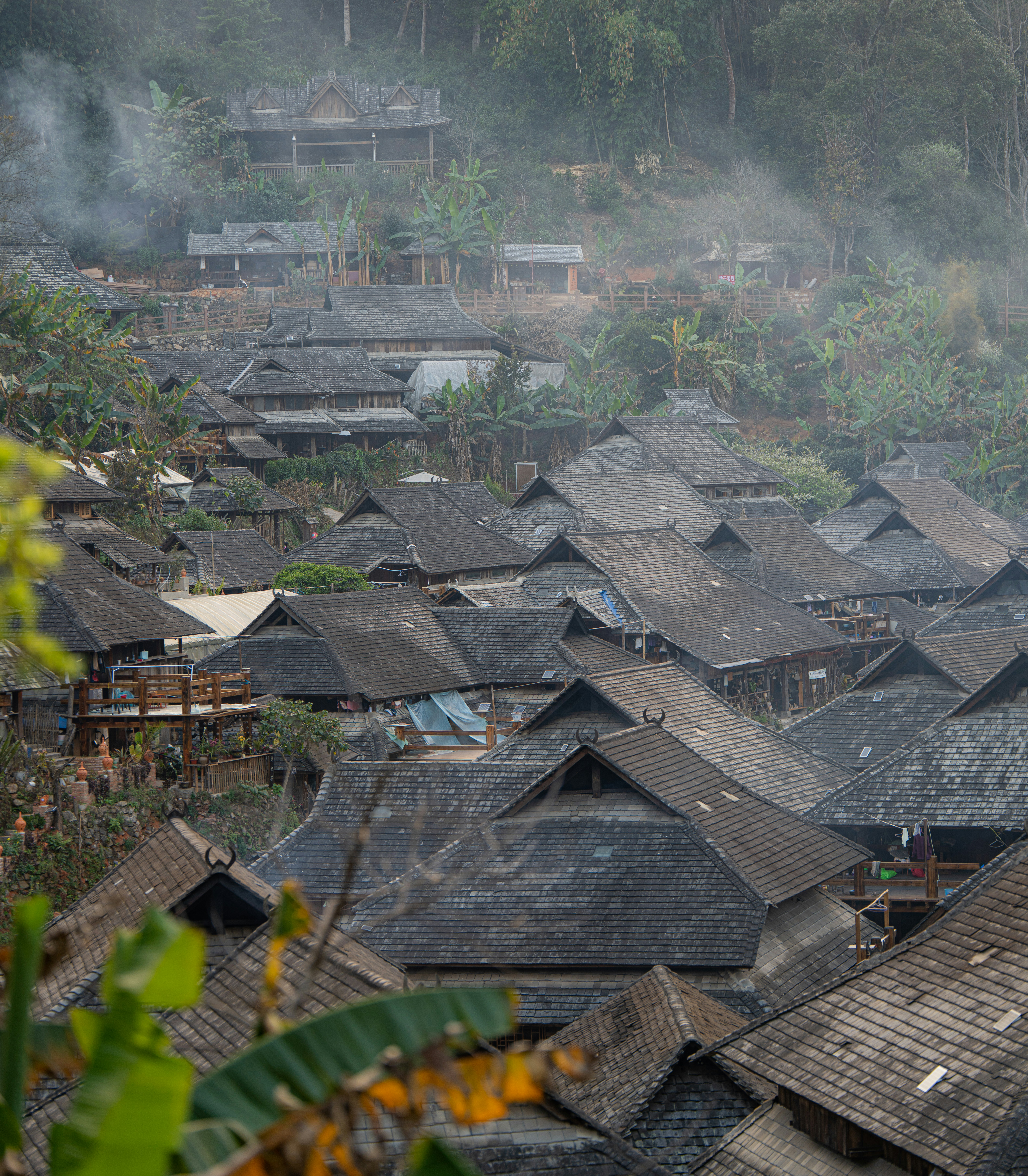 Clay Roofs and Mist: A Serenade over the Terraced Village