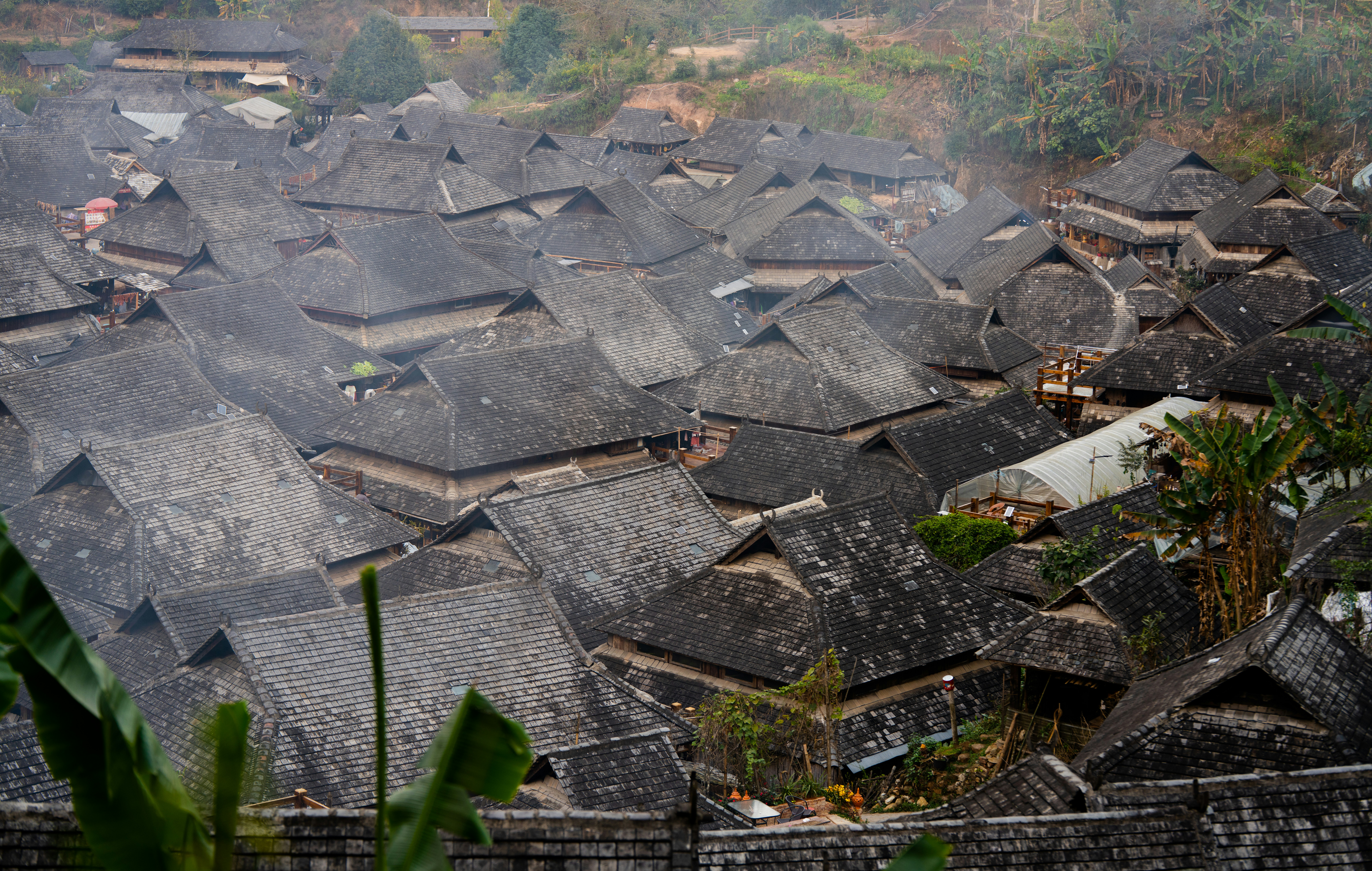 Sea of Slate: Roofs Weaving Through a Hushed Valley