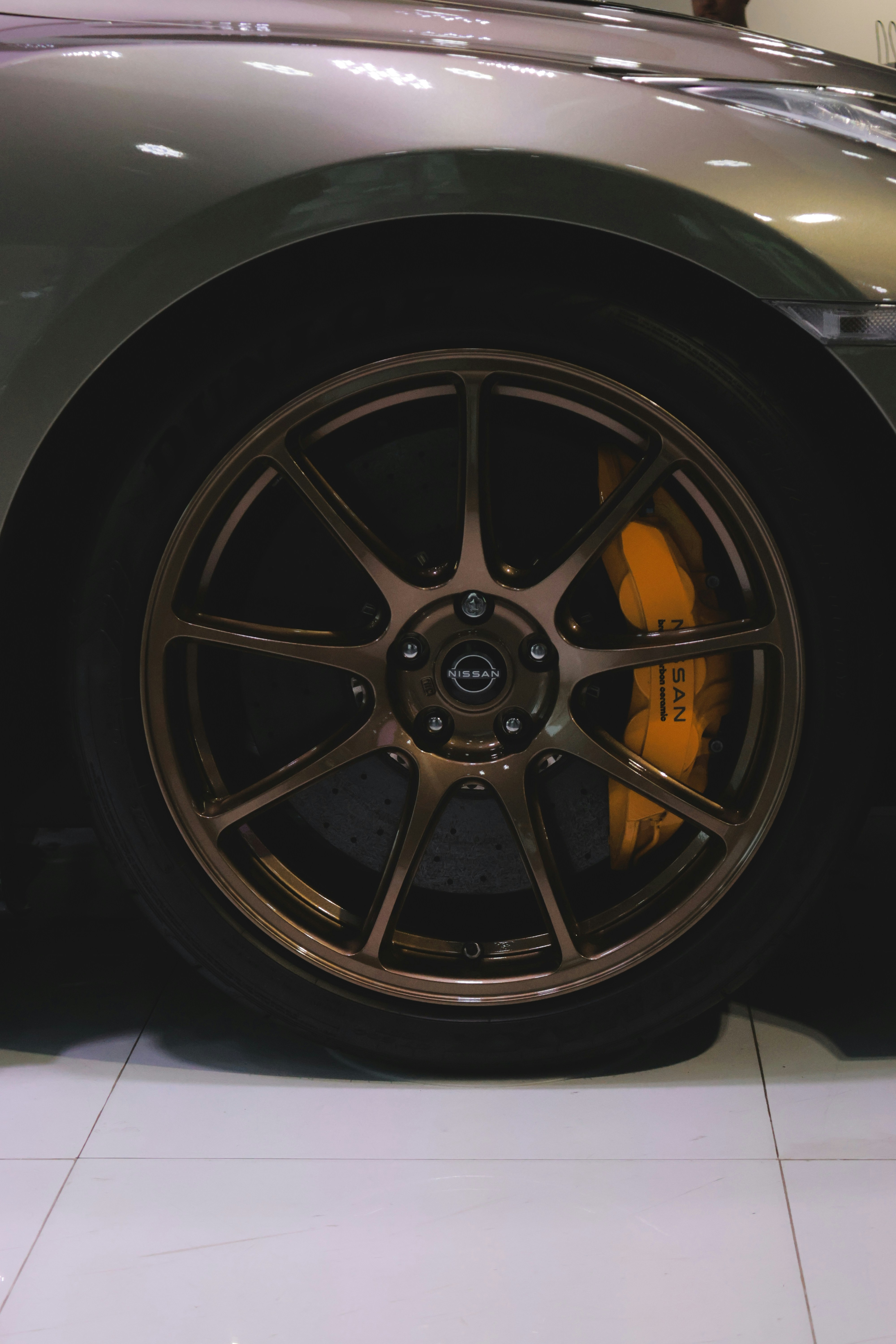 Bronze-spoked Power: Distinctive Brembo Calipers Framed by a Performance Wheel