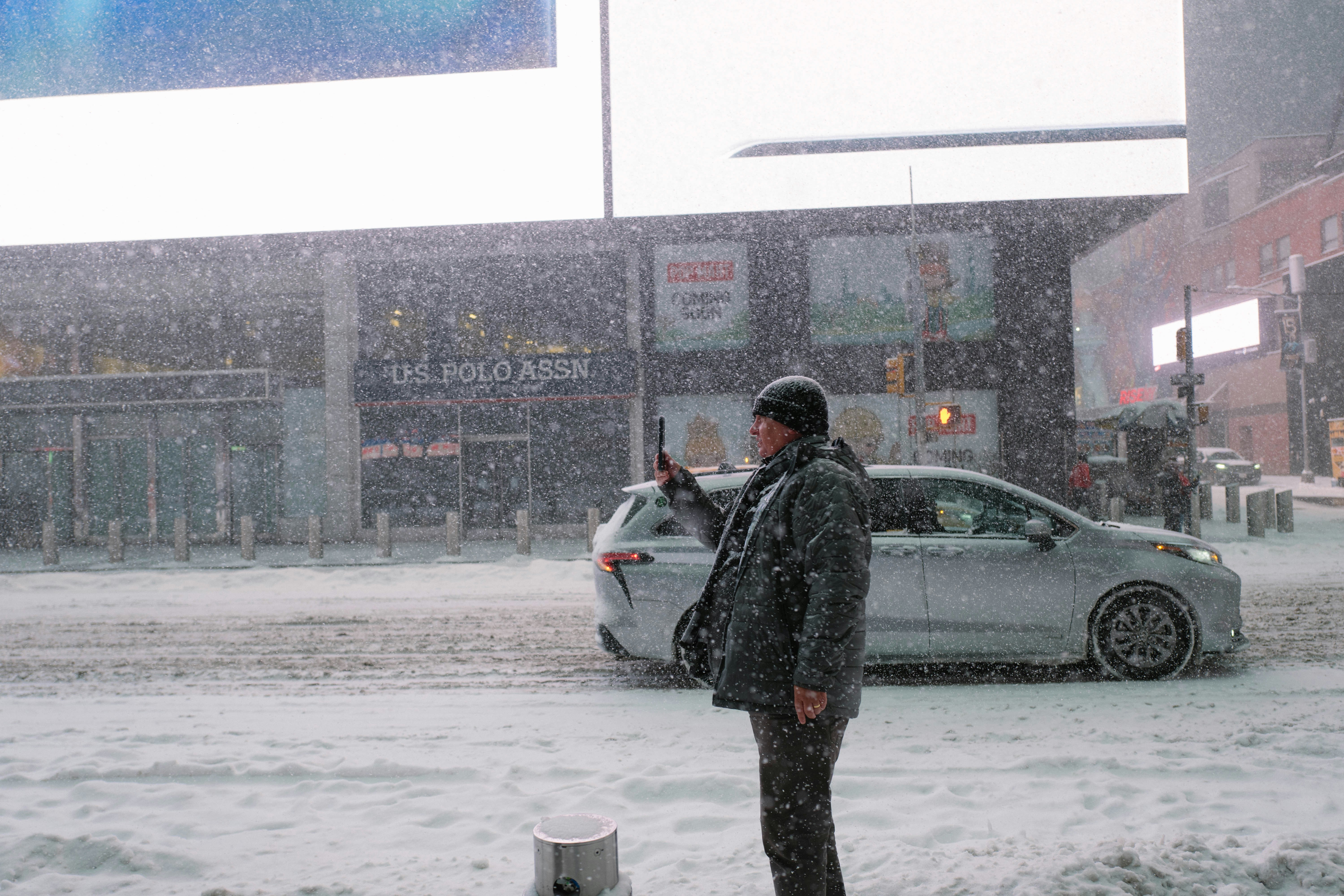 Snowdrift Street Encounter at Dusk