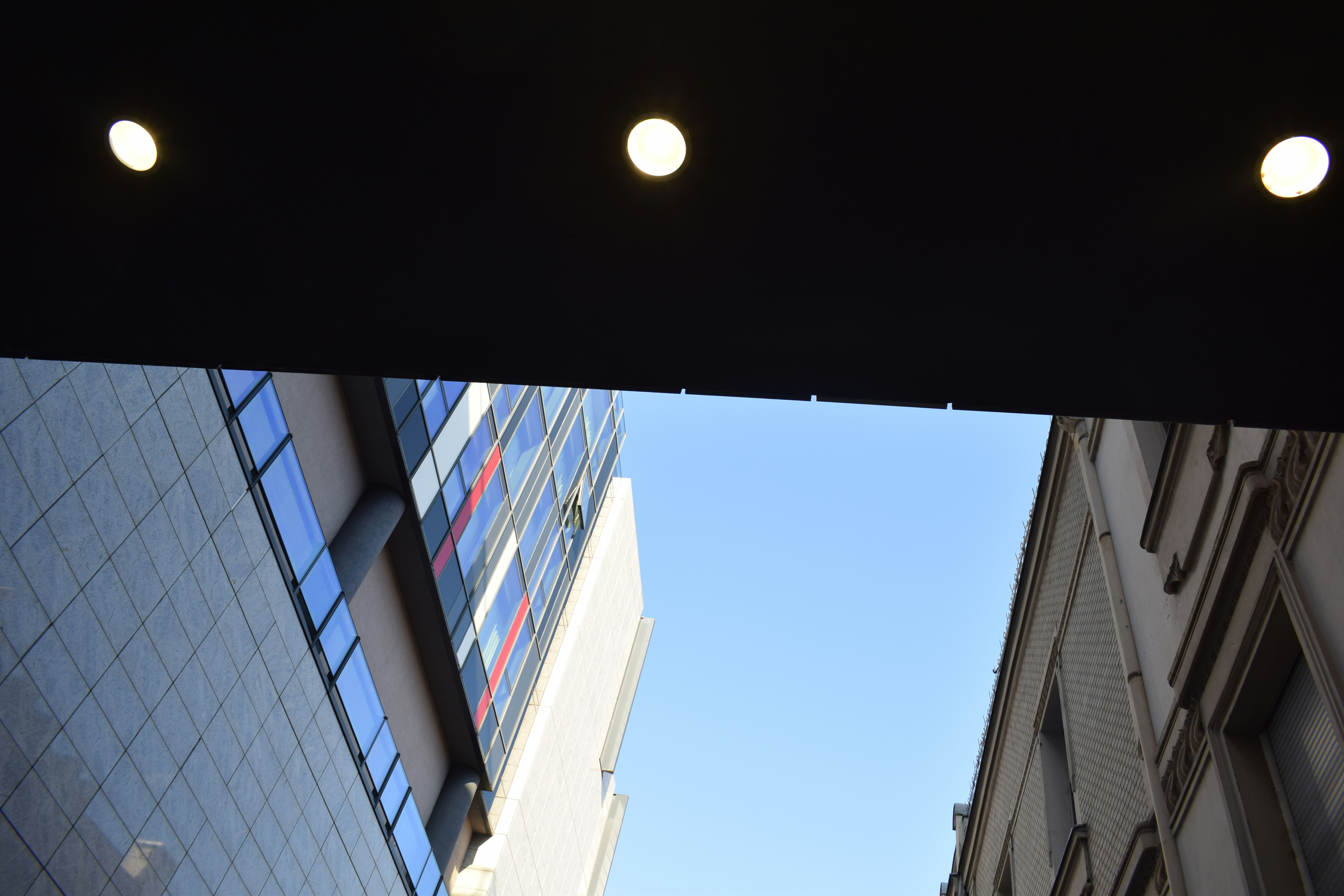 Skyward Vista Between Urban Facades
