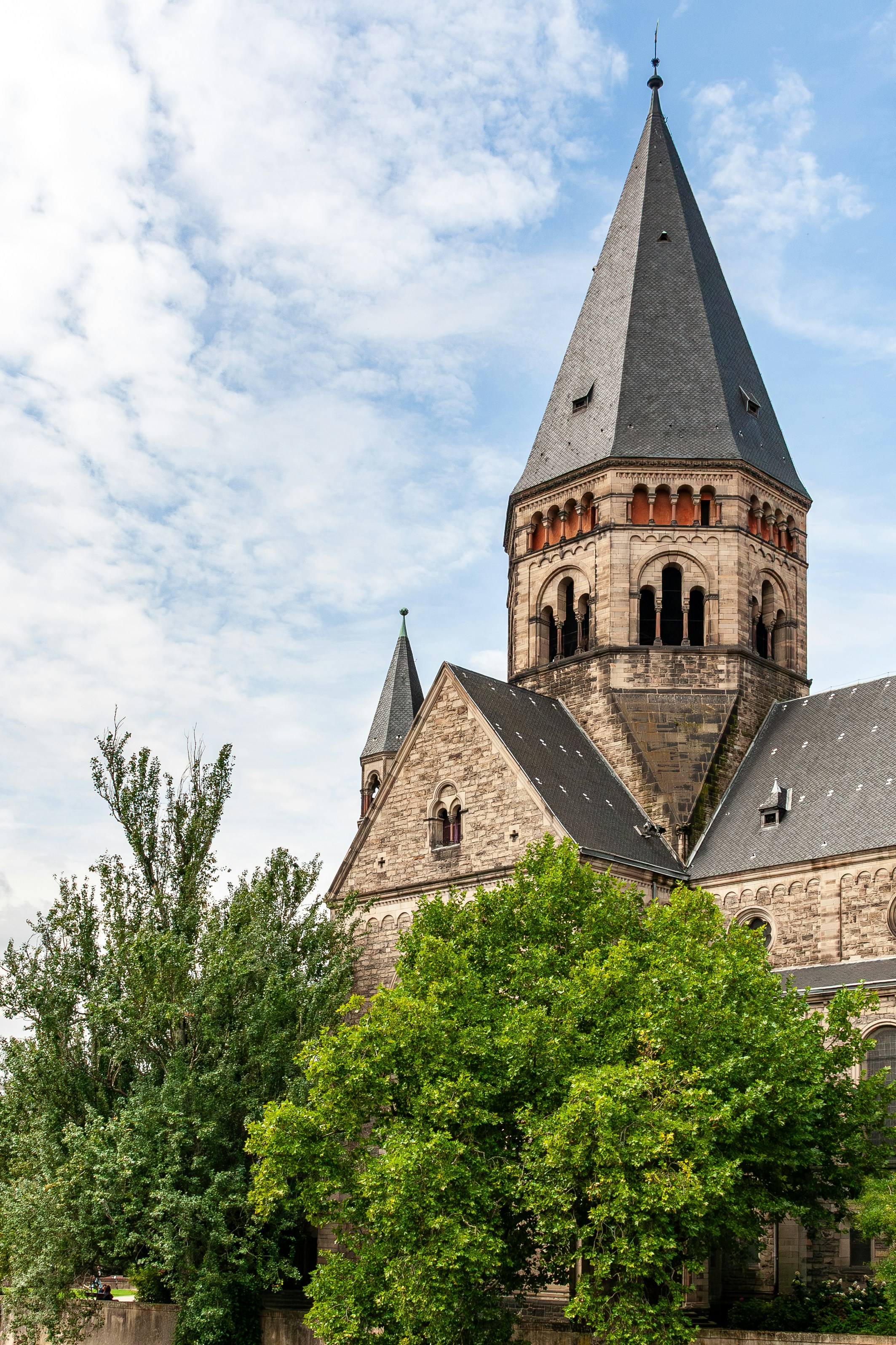 Gothic Spire Rising Above Council Roofs