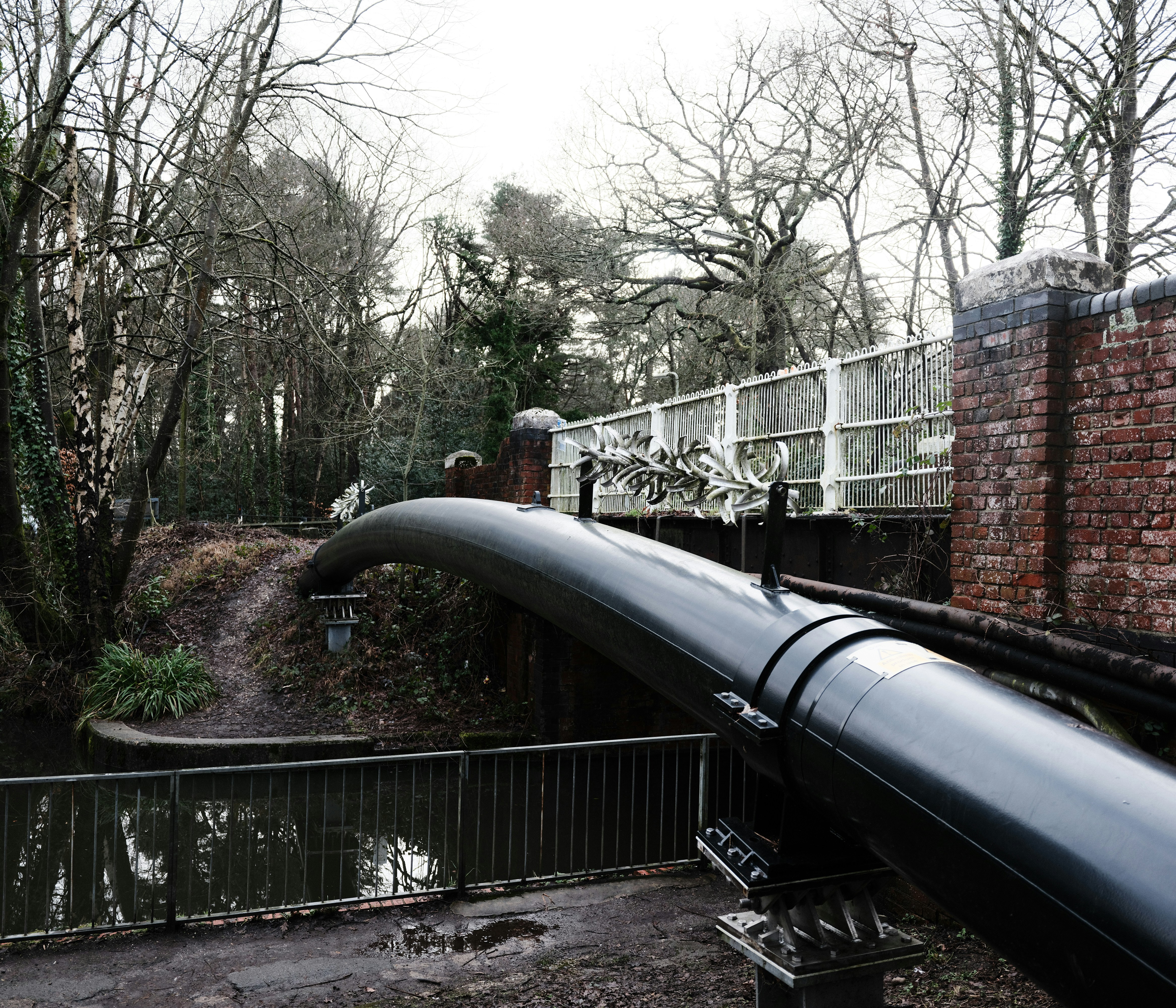 A Quiet Pipeline Arc Over the Riverbank