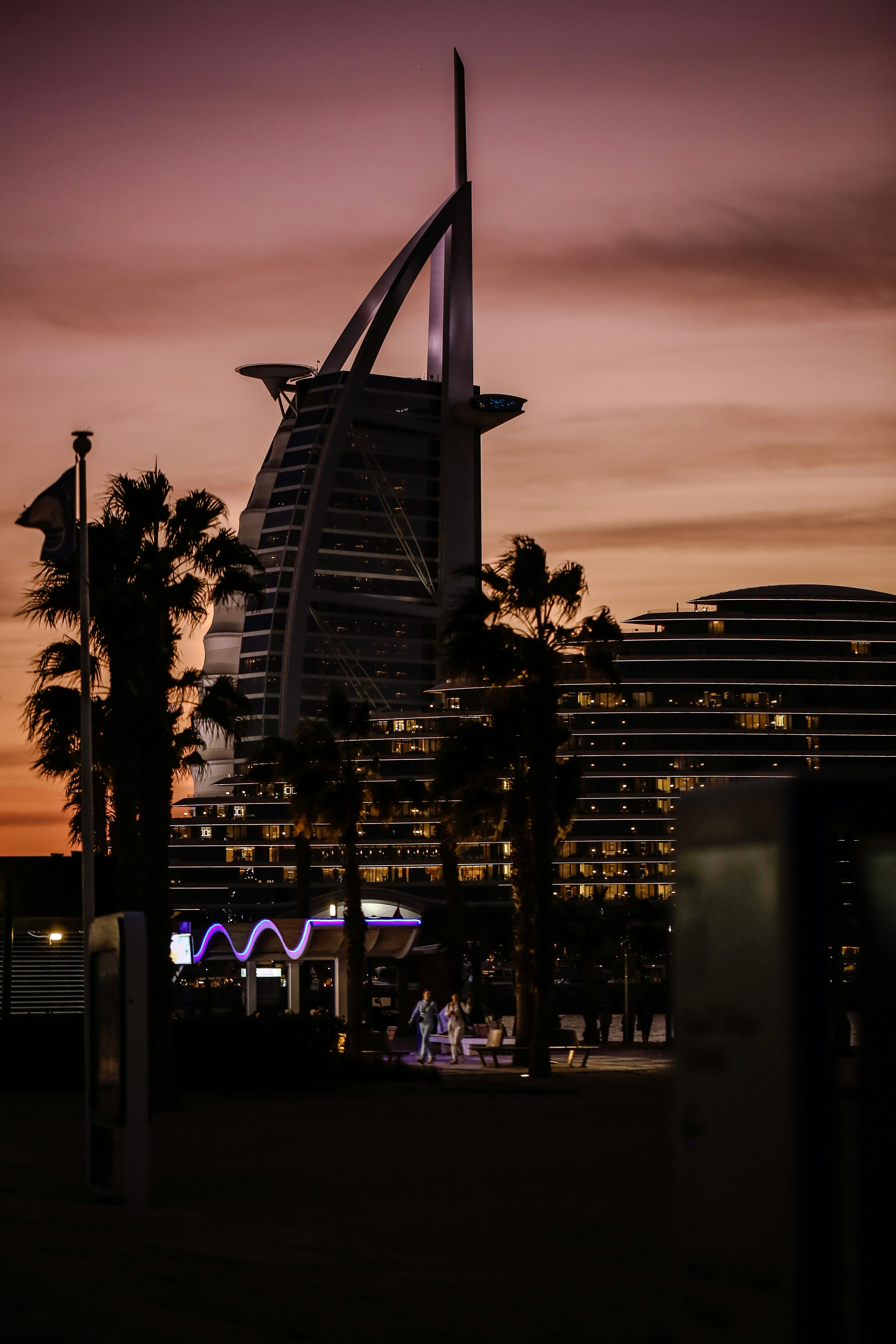 Twilight Silhouette Over Dubai Marina: The Burj Al Sneak Peak