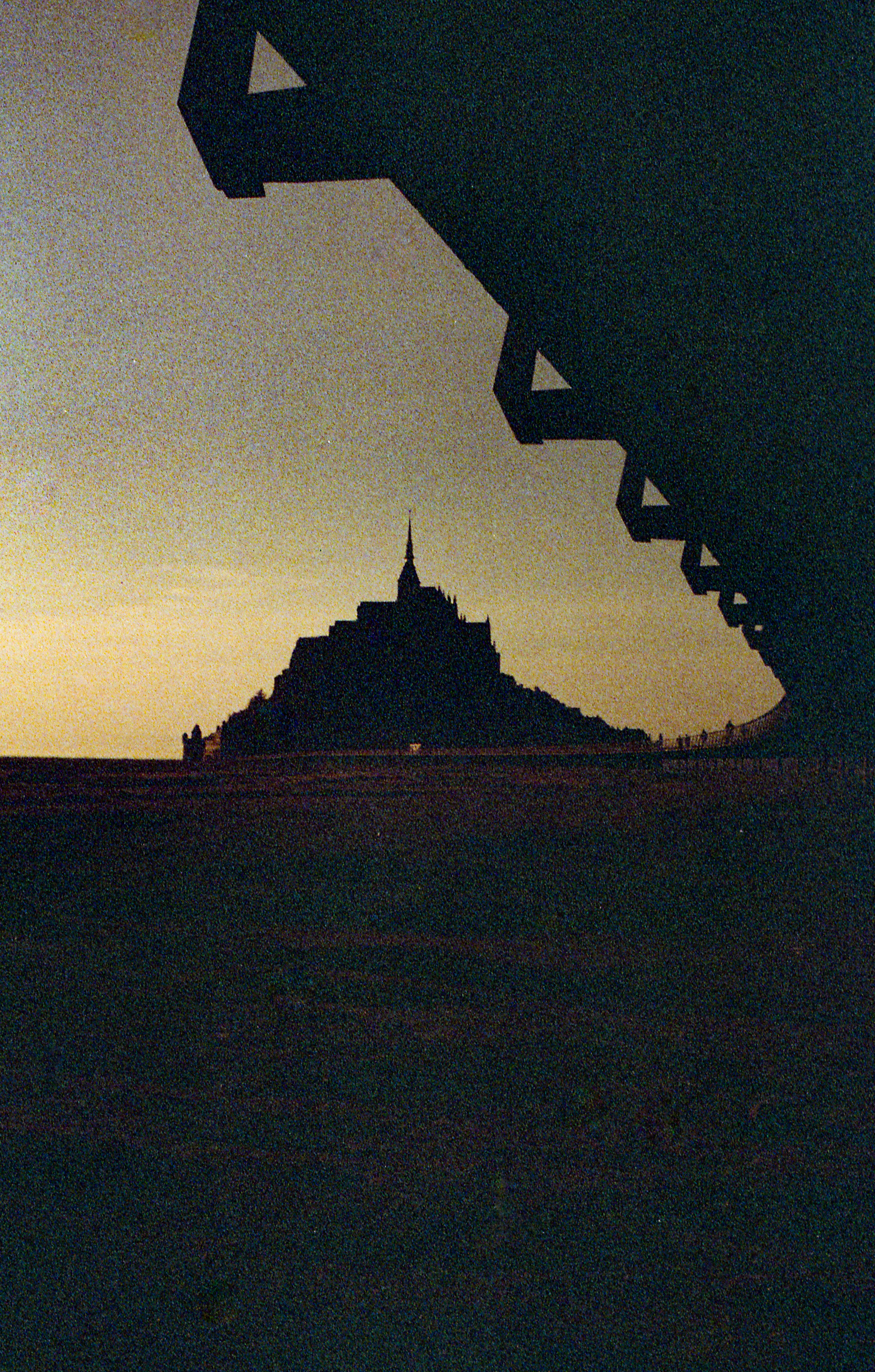Silhouetted Fortress at Dusk: A Crescent of Shadows