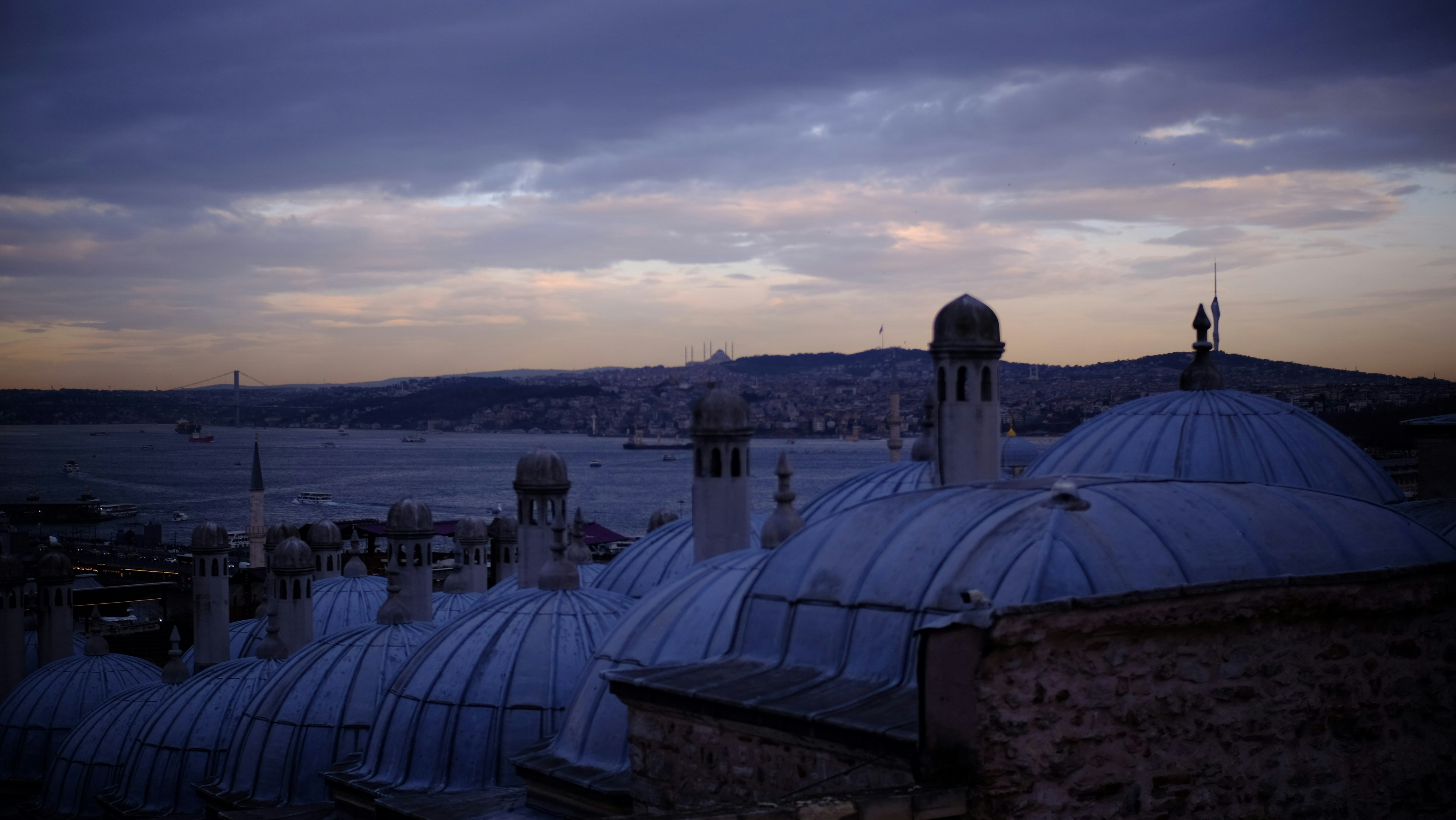 Dusk over the Dome-Ridged Roofscape