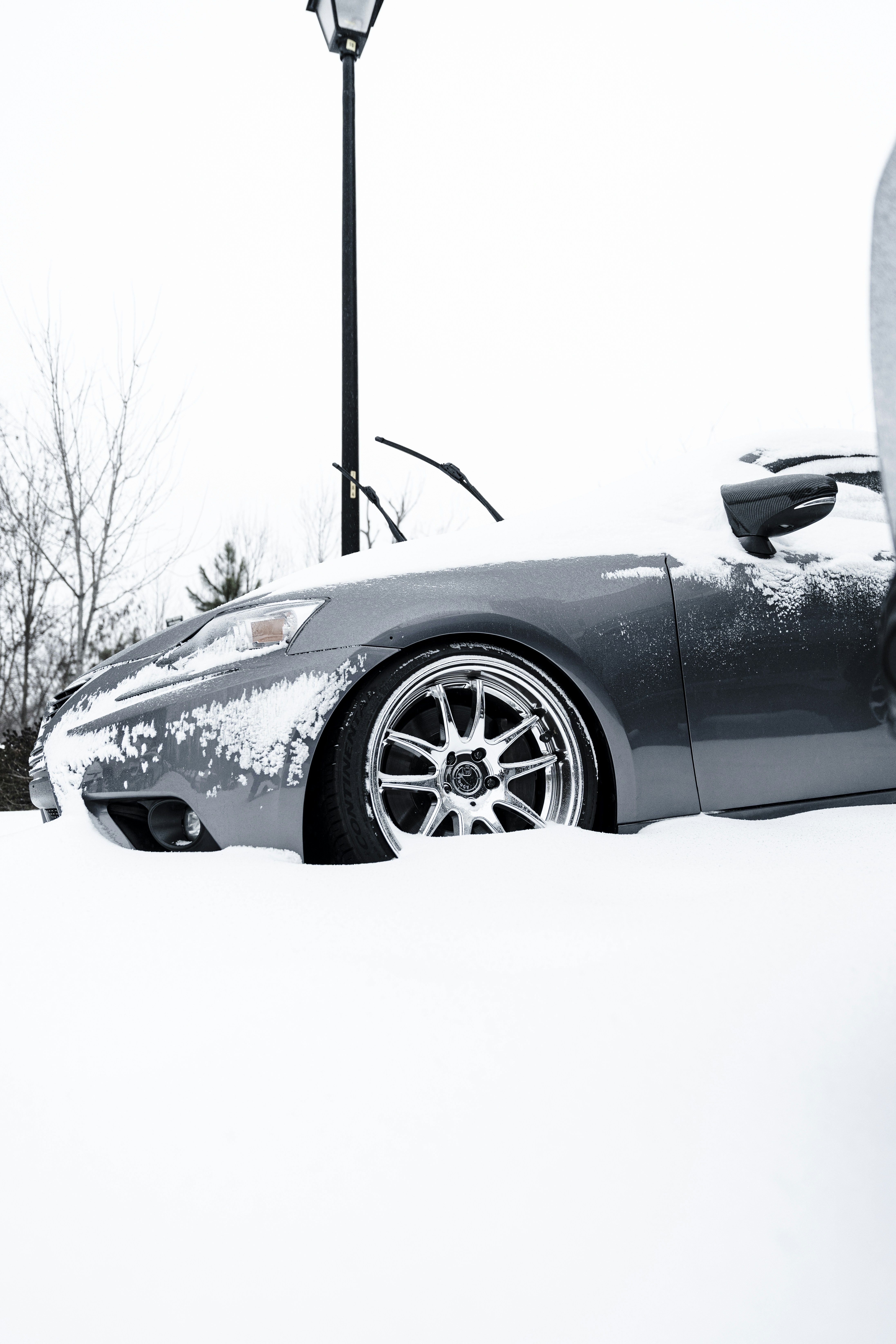 Snowbound Convertible: A Stationary Moment with Winter Silence
